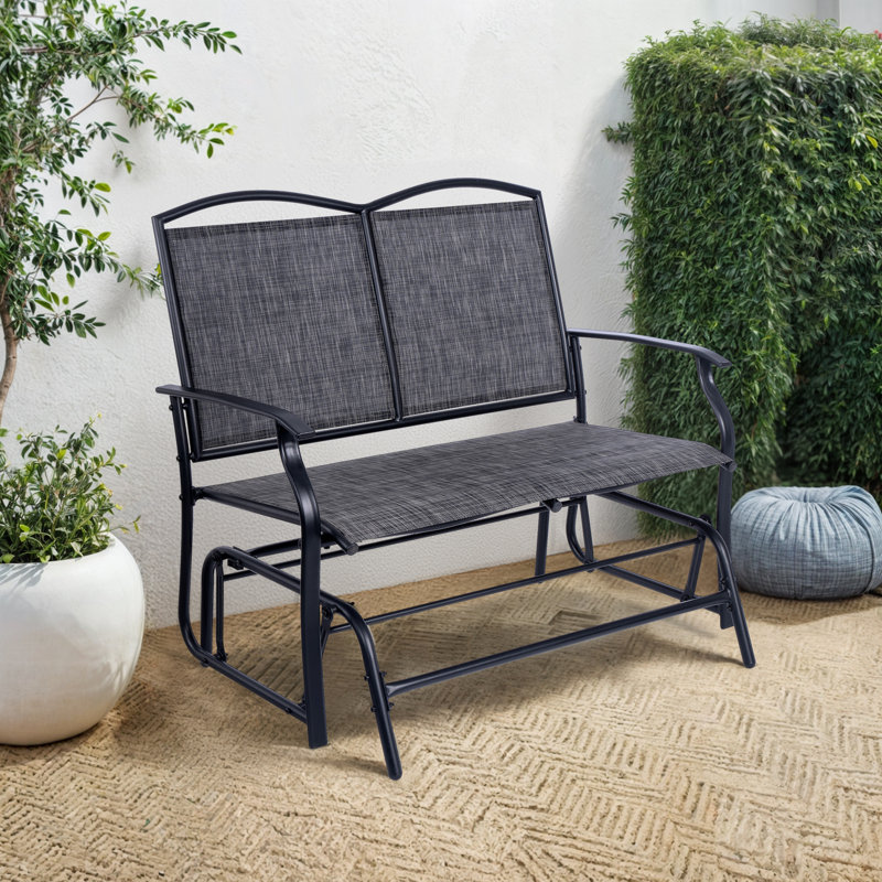 Winston Porter Stafan Steel Outdoor Glider Chair & Reviews | Wayfair