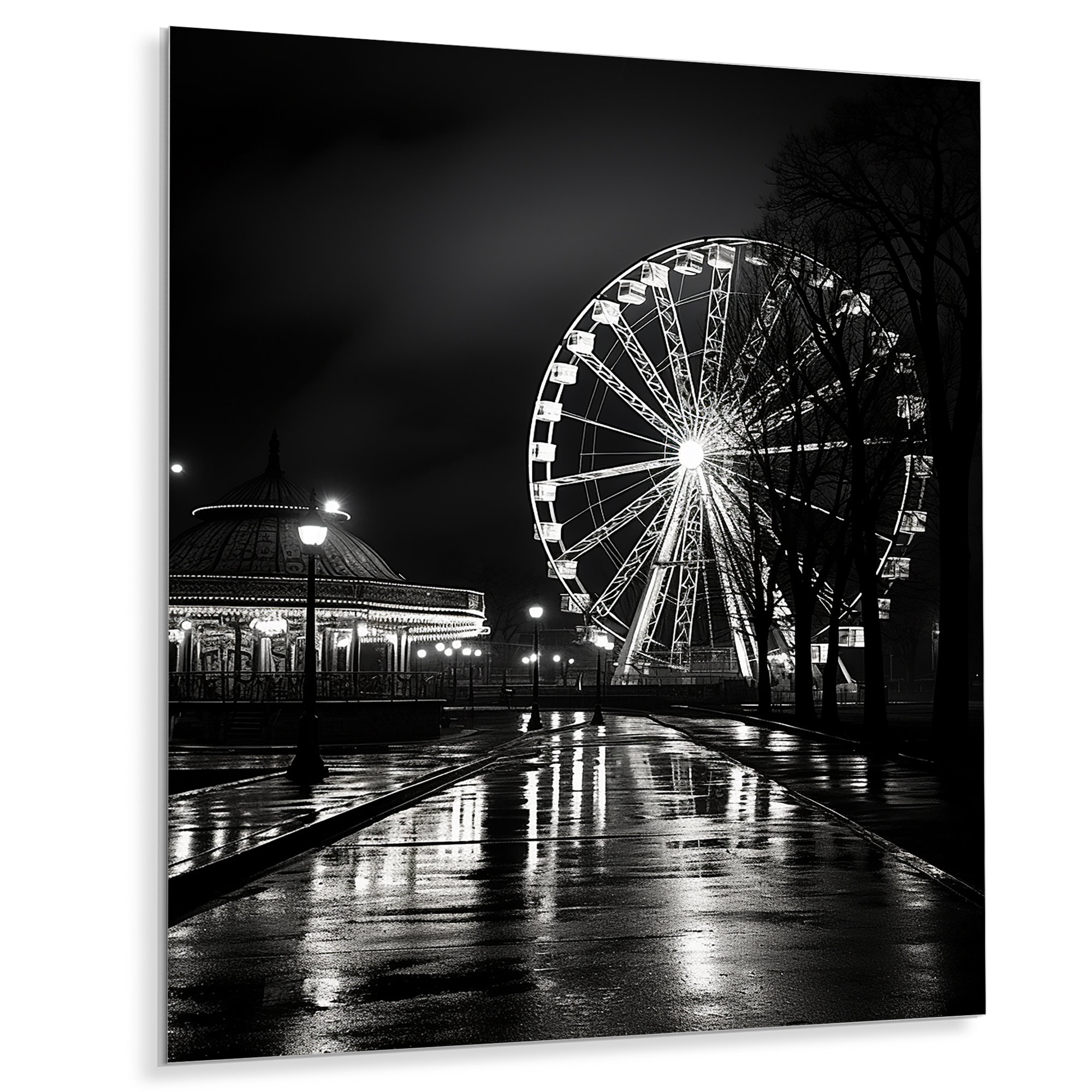 Latitude Run® Black Ferris Wheel Midnight Carousel II - Amusement Parks ...