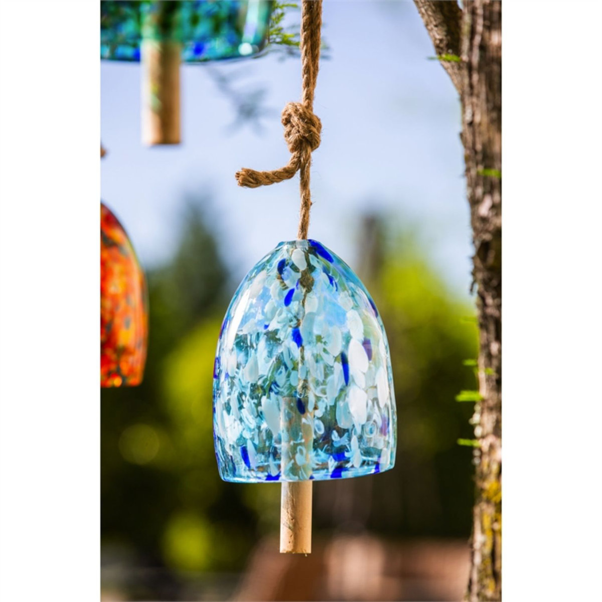 Evergreen Enterprises, Inc 8" Art Glass Watercolor Bell Wind Chime ...