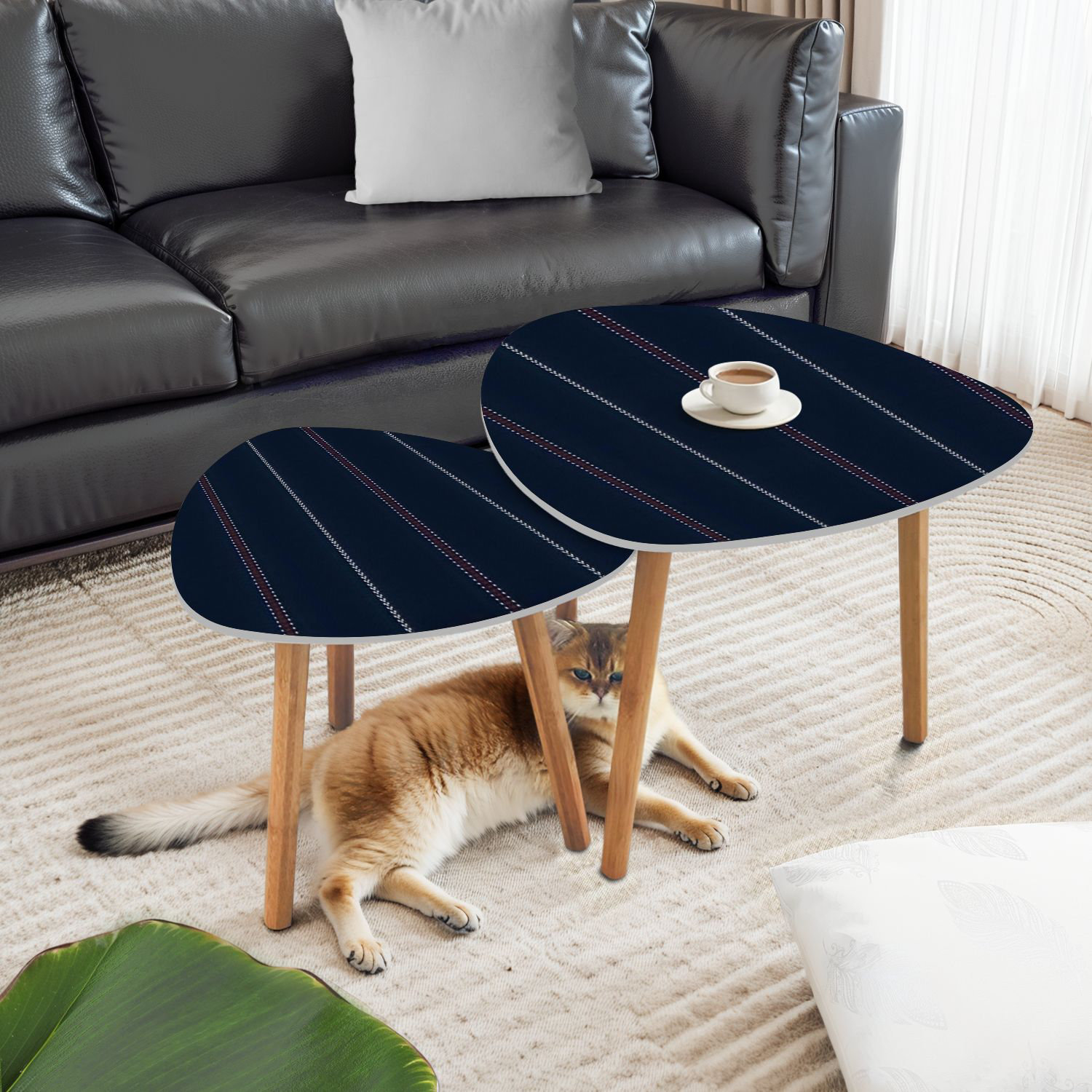 George Oliver Triangle Nesting Coffee Table Set of 2 Pixel stripe ...