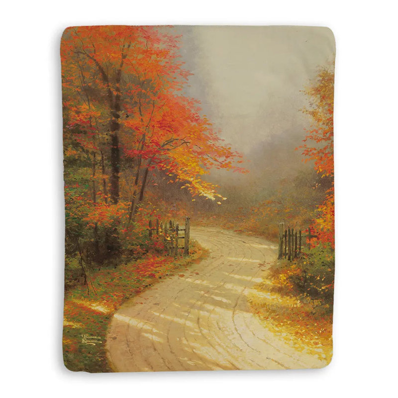 Thomas Kinkade Studios Thomas Kinkde Autumn Lane Sherpa Throw Blanket ...