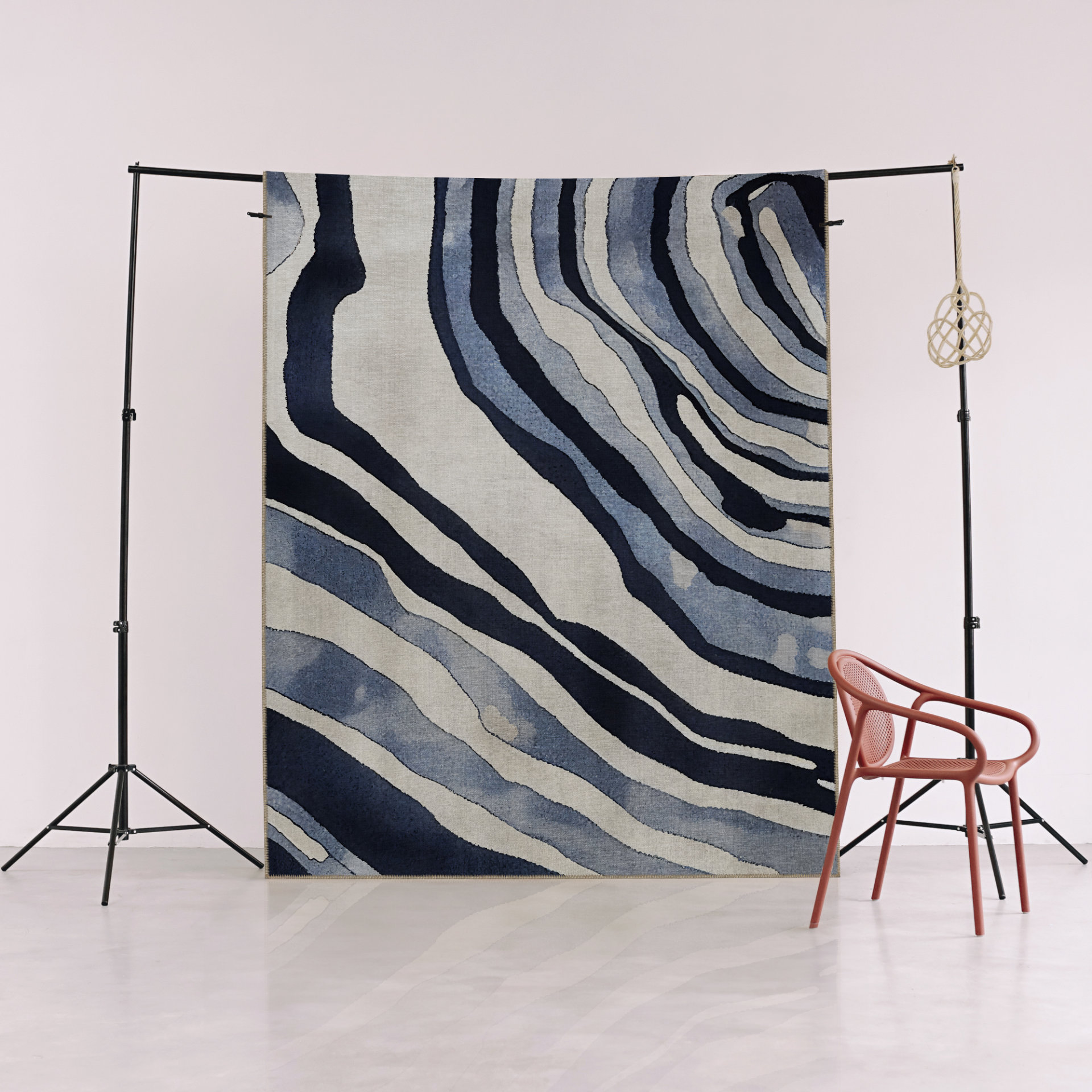 Orren Ellis Blue-Beige Themed Abstract Spiral Patterned Creative Modern ...