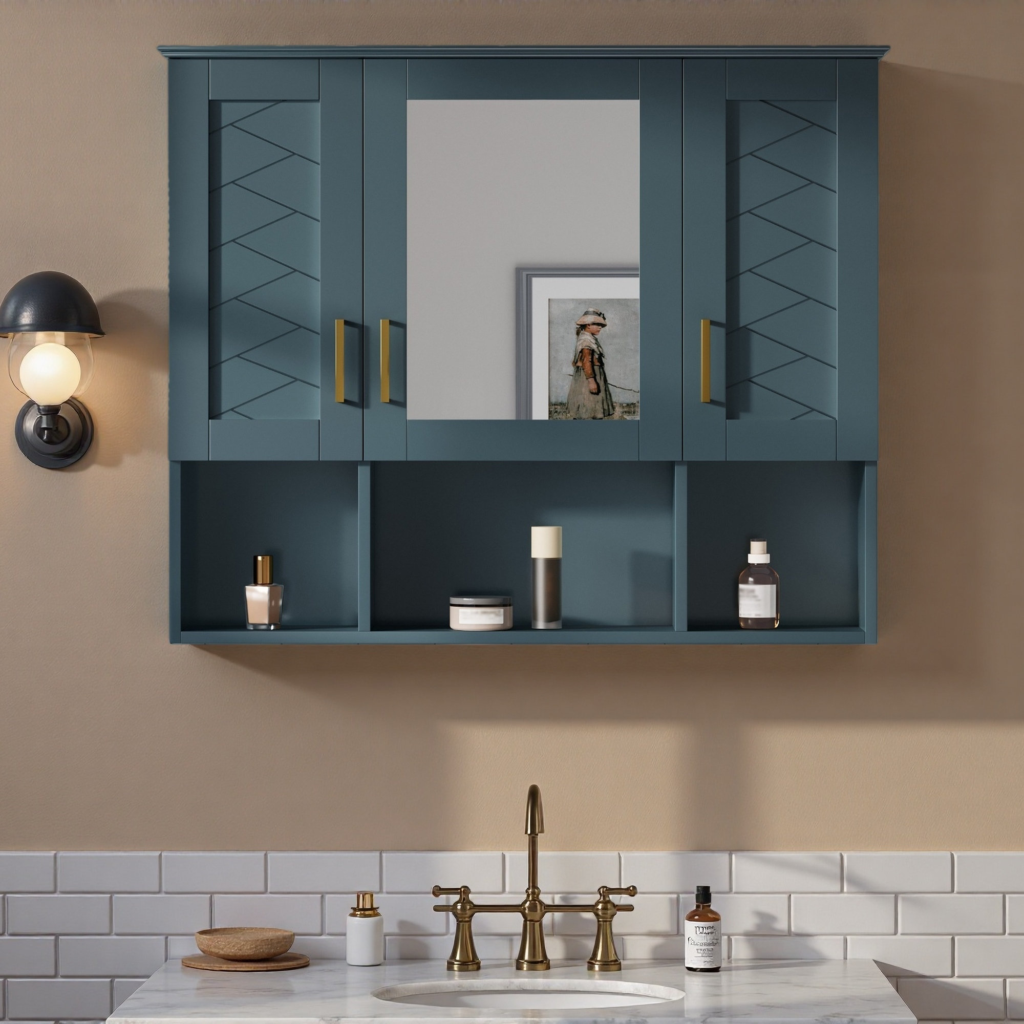 Rebrilliant 35 Inch 2-In-1 Wall Mounted Medicine Cabinet With ...