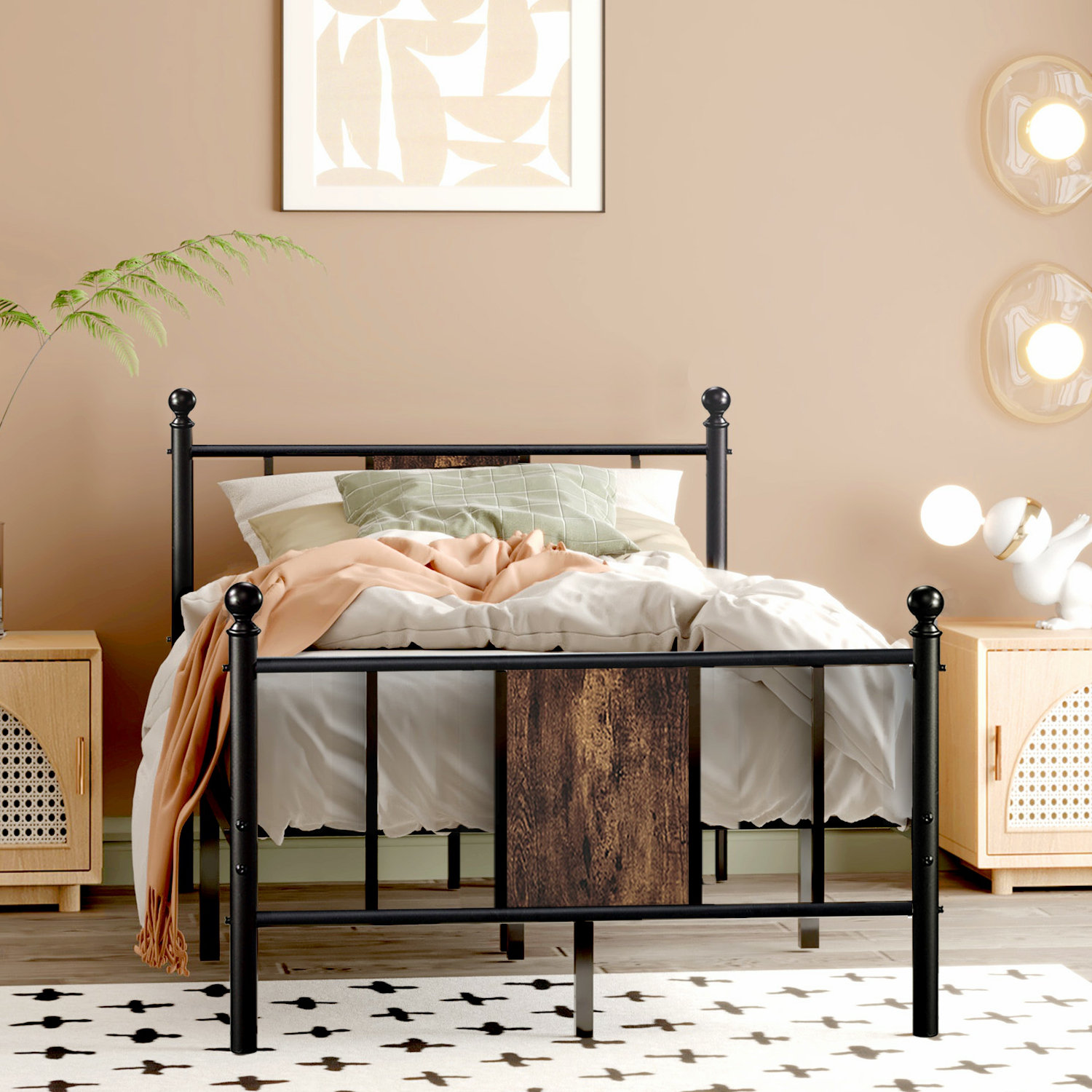 Williston Forge Ararad 37.2" Metal Platform Bed with Extra Central ...