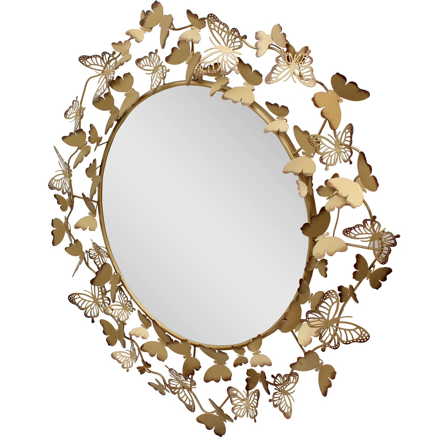 House of Hampton Elleanora Distressed Frameless Hooks Accent Mirror ...