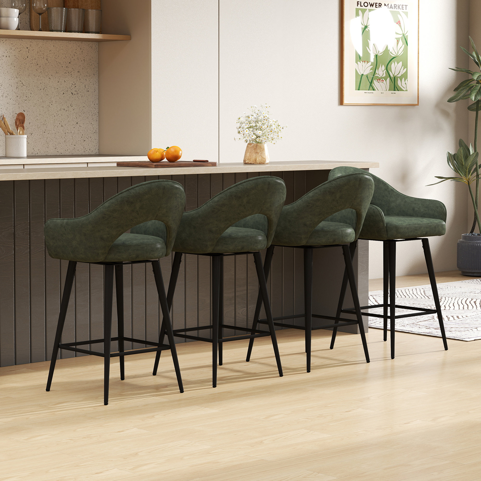 Corrigan Studio® Swivel Upholstered Barstool With Footrest 27'' Counter ...