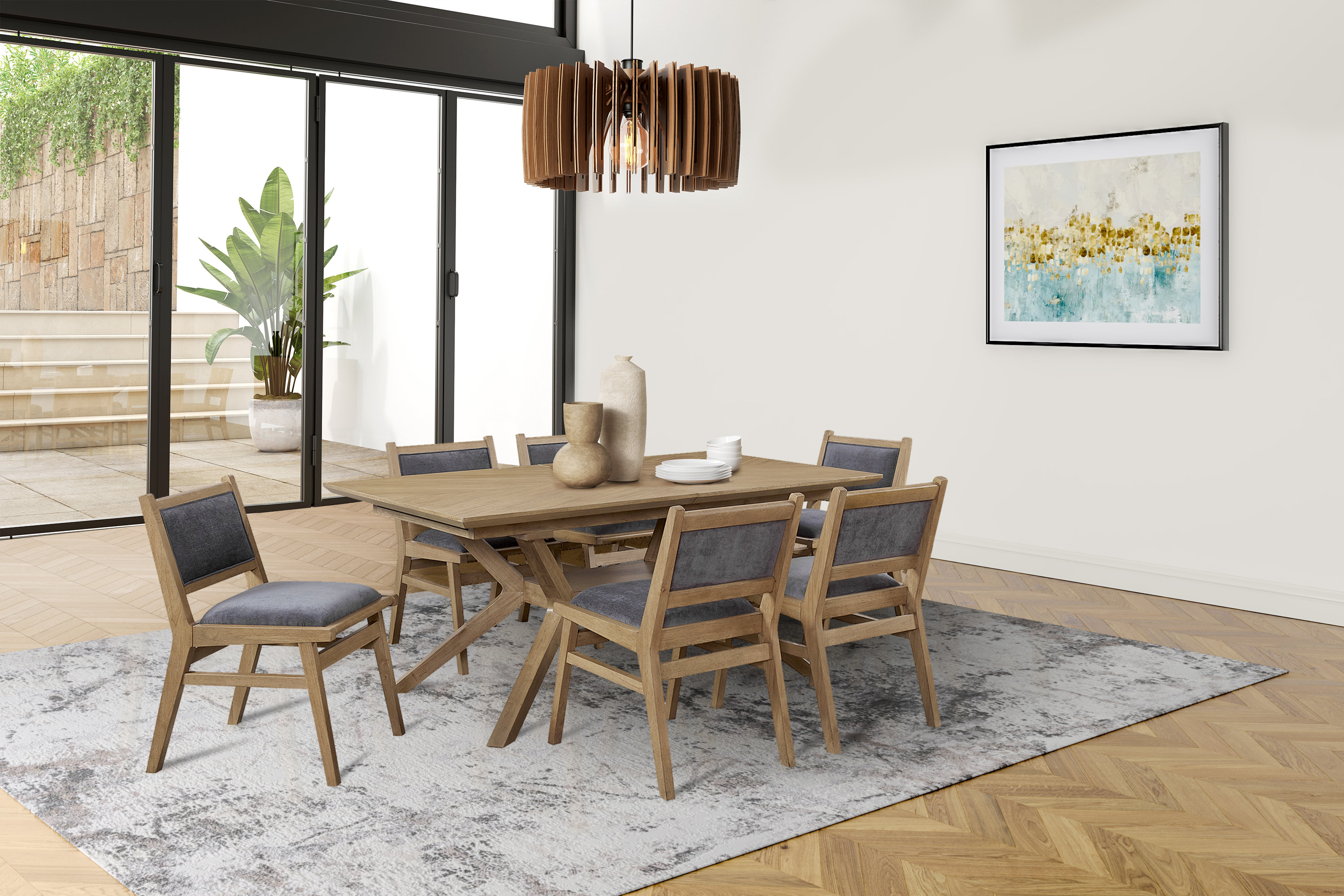 Gracie Oaks Mohorn Mid-Century Modern Wood Rectangular Extension ...