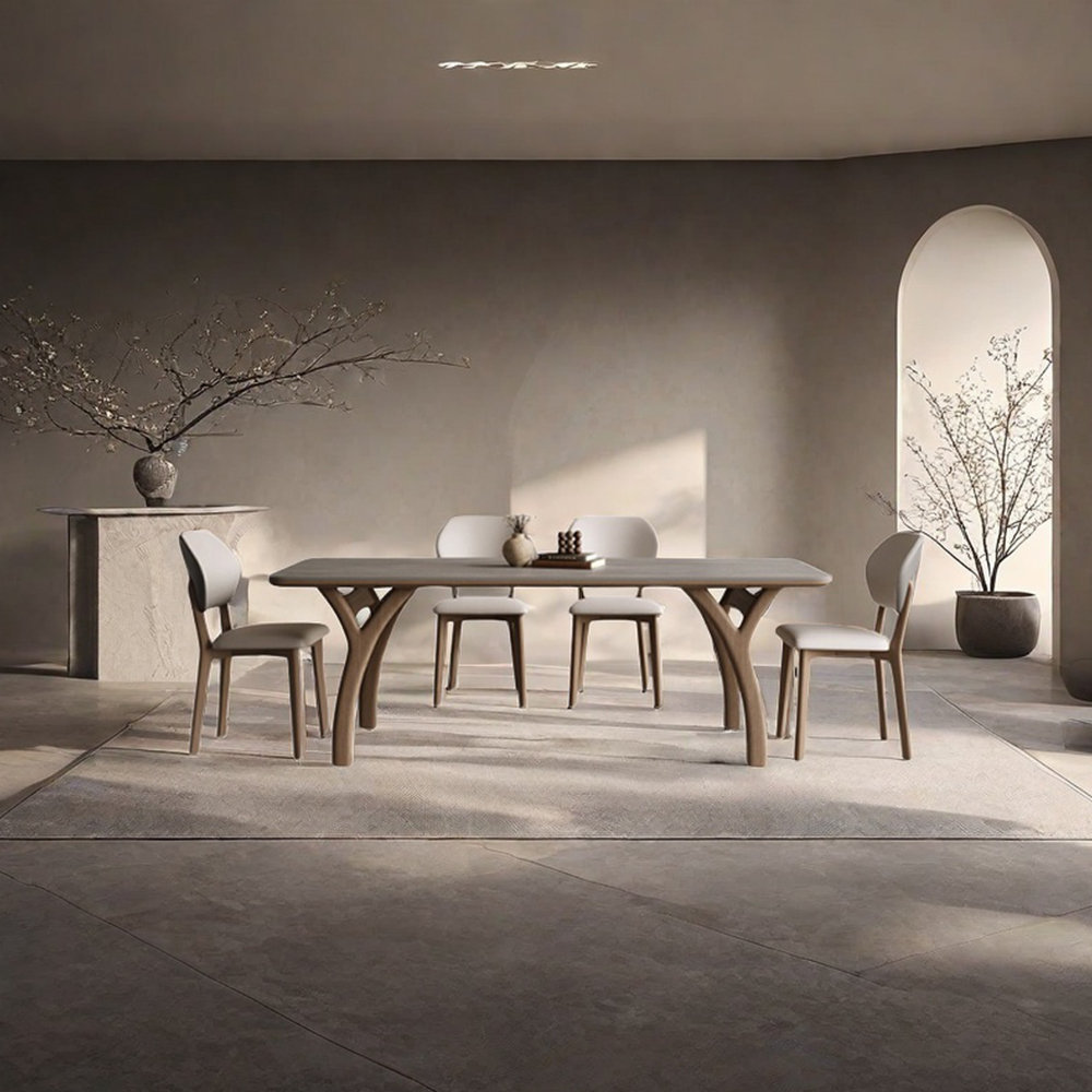 Sleek Surface Designs Sintered stone ash gray dining table set | Wayfair