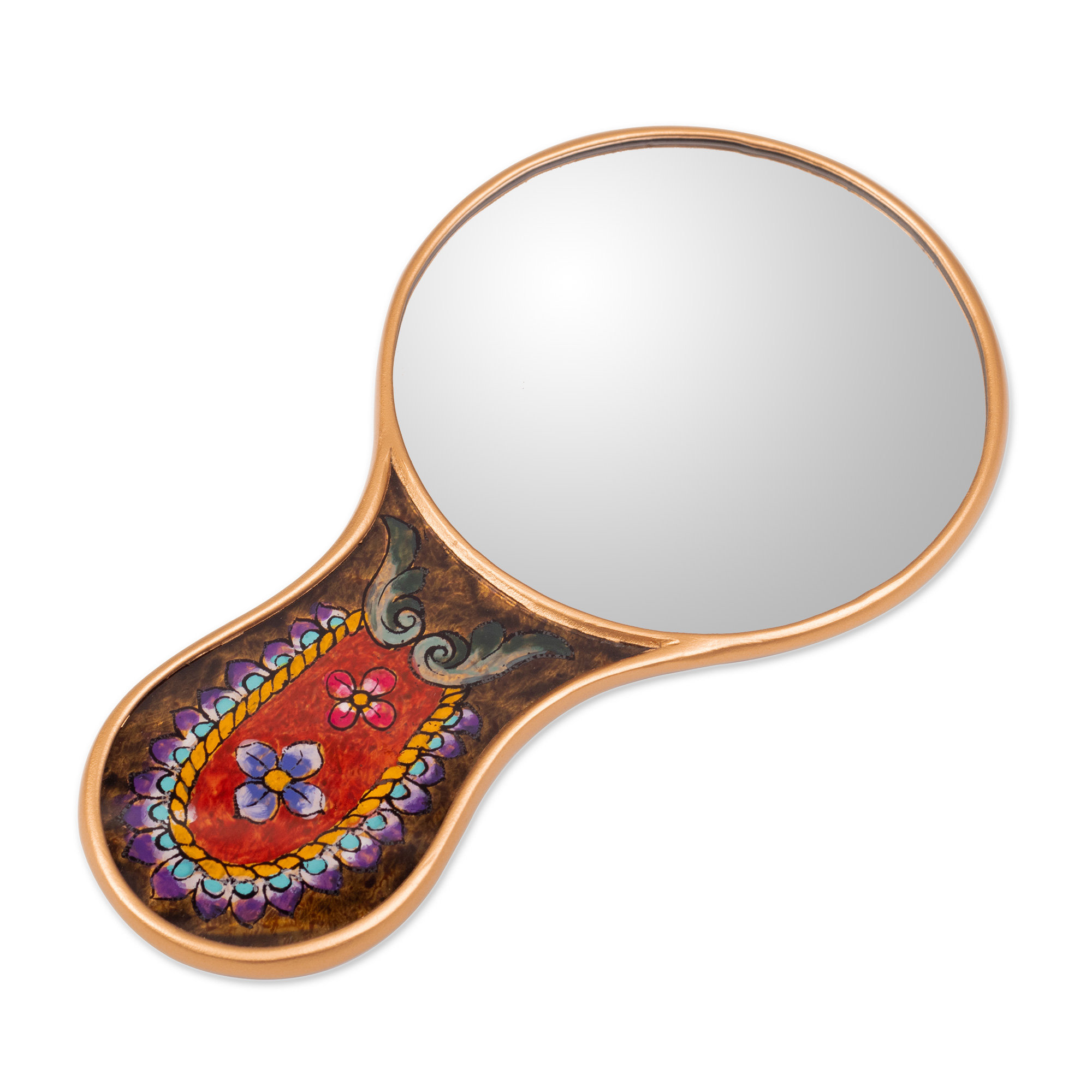 Novica Handmade Princess Reflection Reverse-Painted Hand Mirror | Wayfair