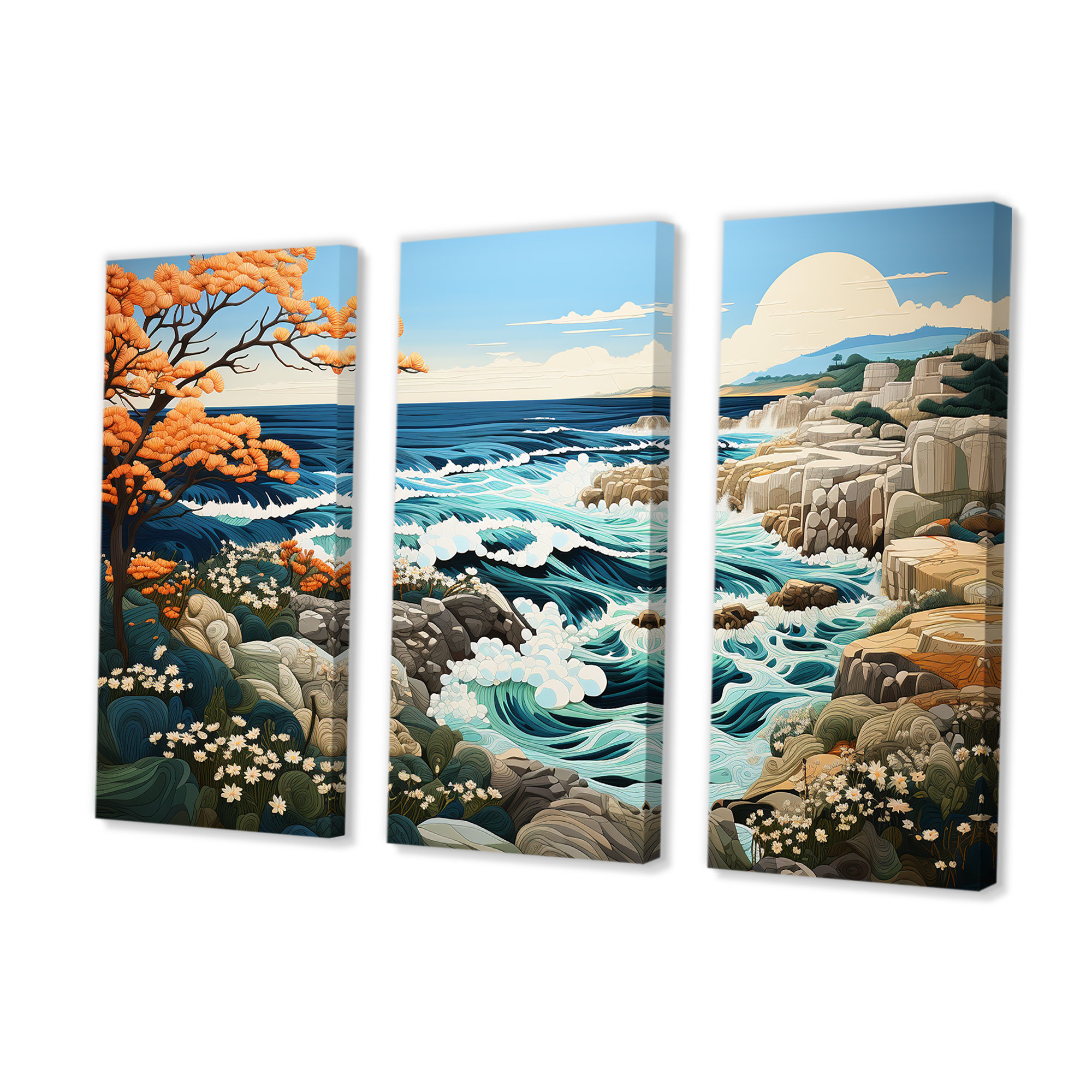 Dovecove Wild Beachscape Landscape III - Coastal Coral Under Water Wall ...