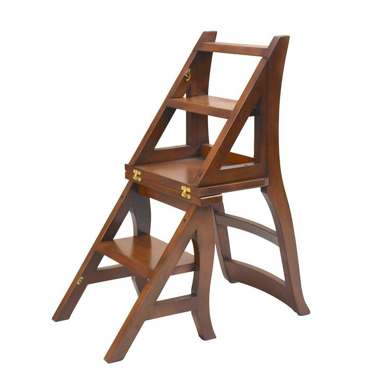Plow & Hearth 3 - Step Wood Folding Small Step Ladder & Reviews | Wayfair