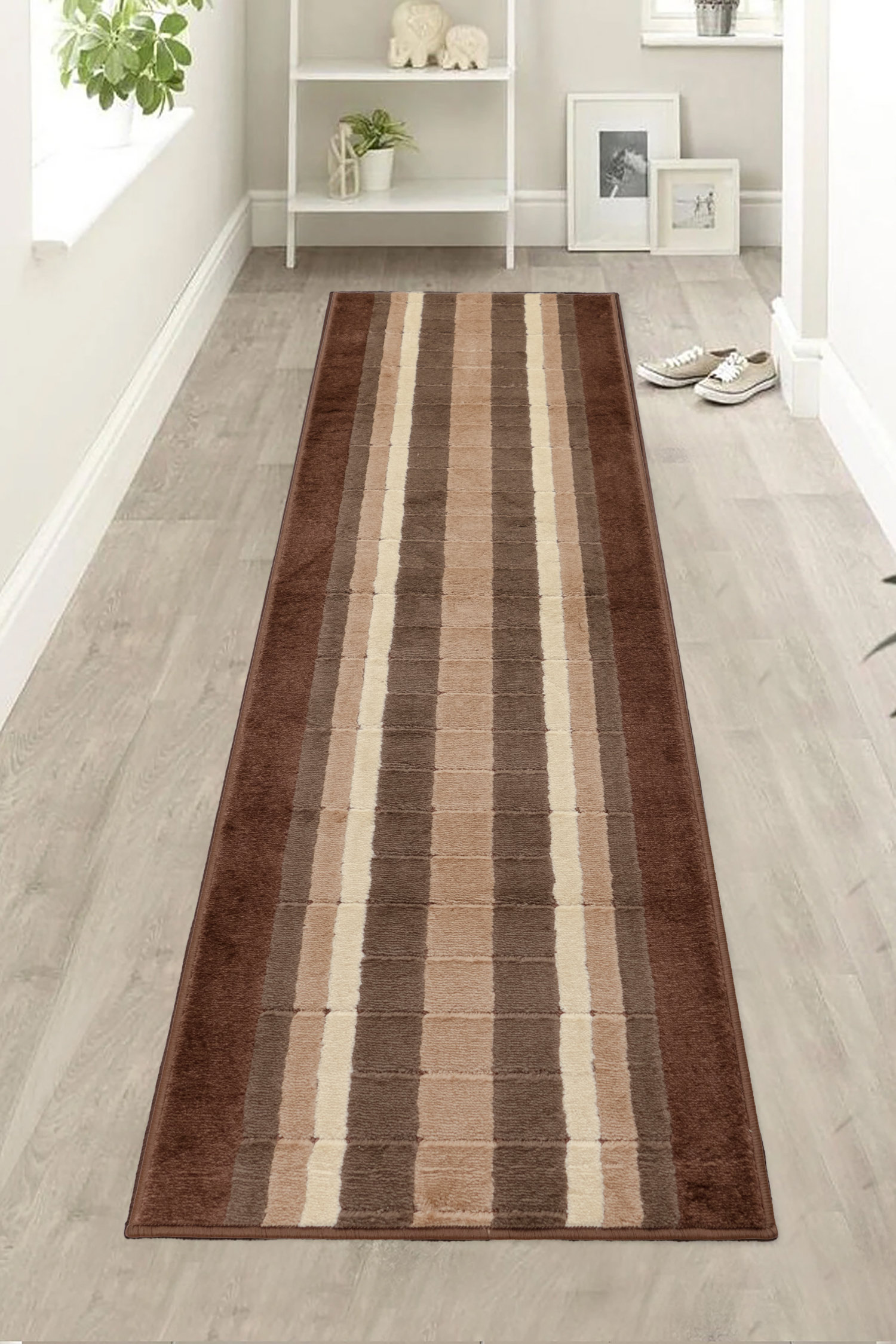 Loon Peak® Custom Size Rug Squares Design Brown Beige Medium Pile Slip ...
