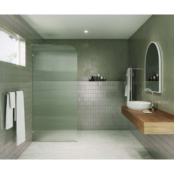 Glass Warehouse Aurora 34 in. x 78 in. Fully Frameless Fluted Radius ...
