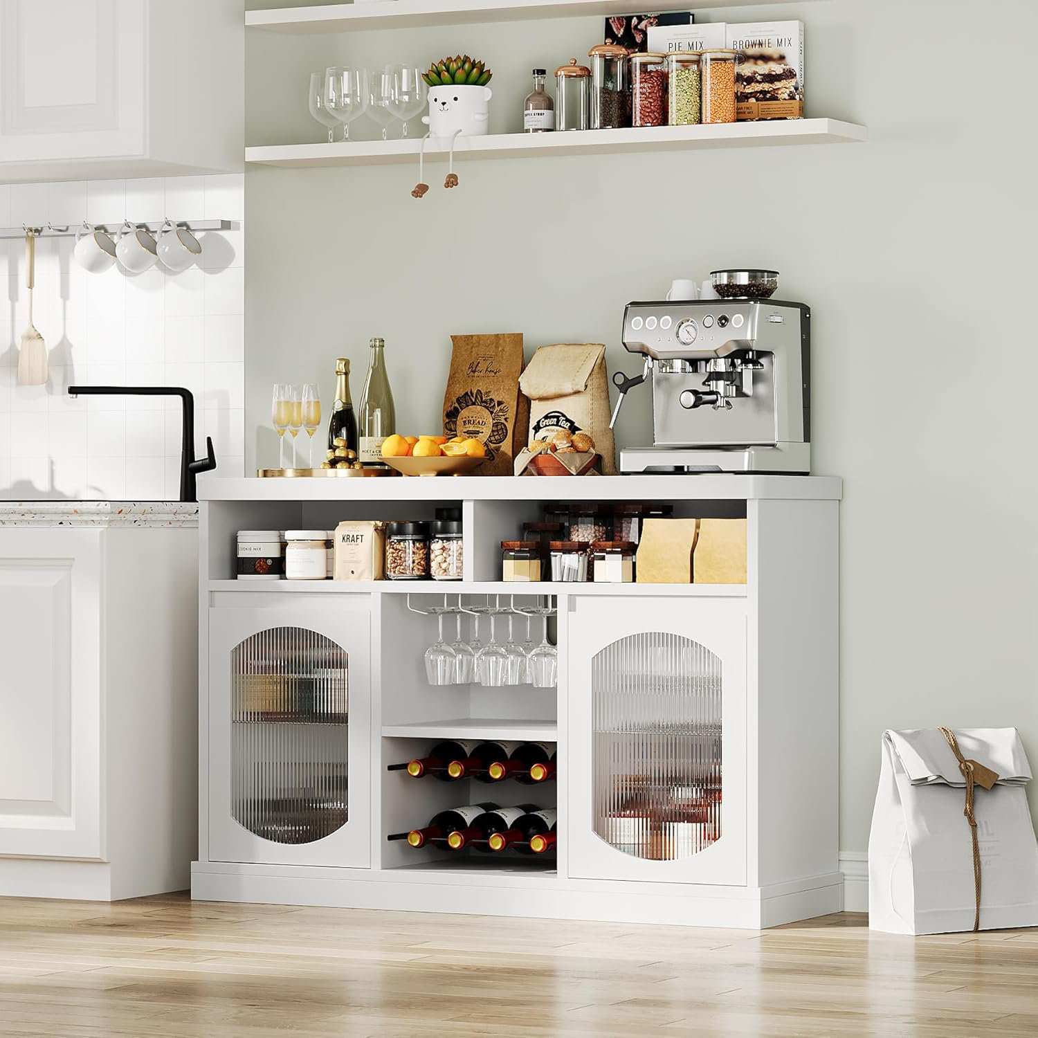 Winston Porter 47" Liquor Storage Cabinet with Wine Rack | Wayfair