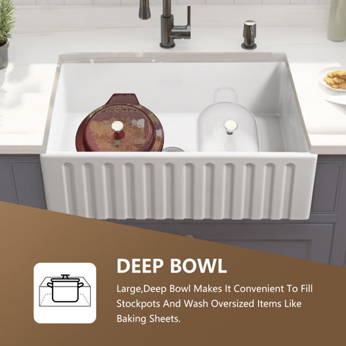 SMARTLET Single Bowl Ceramic Kitchen Sink | Wayfair