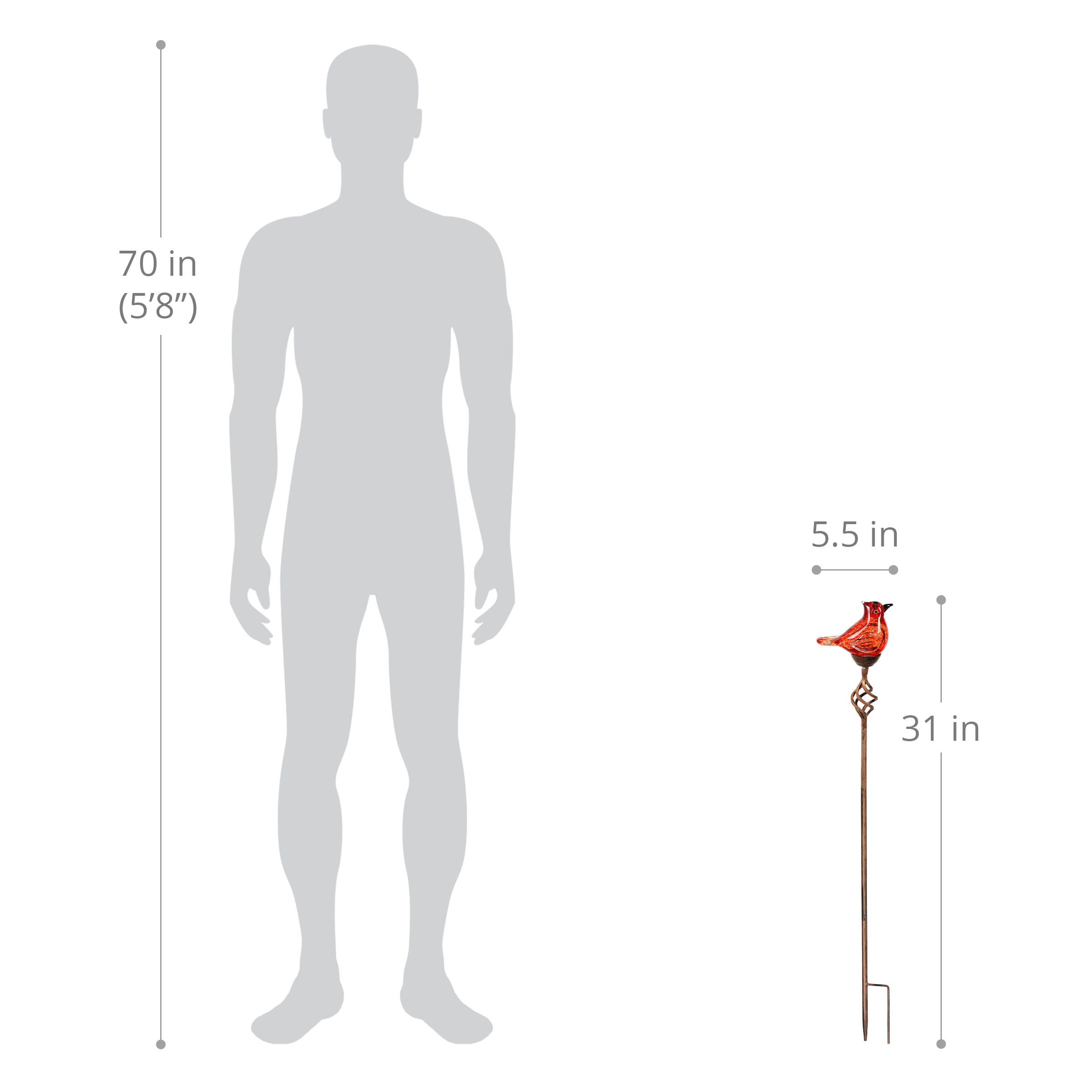 Exhart Solar Cardinal with Finial Garden Stake, 5.5 by 31 Inches | Wayfair