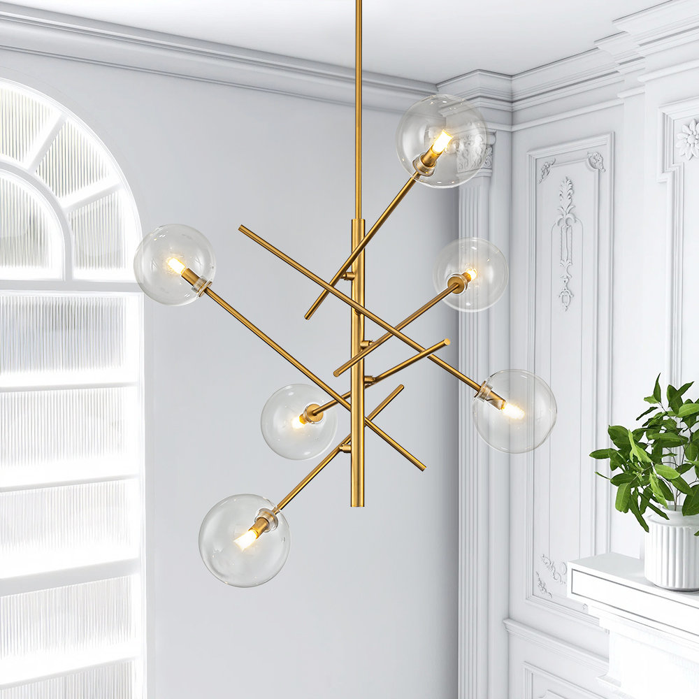 Mercer41 Otar 6 - Light Glass Shaded Sputnik Chandelier | Wayfair
