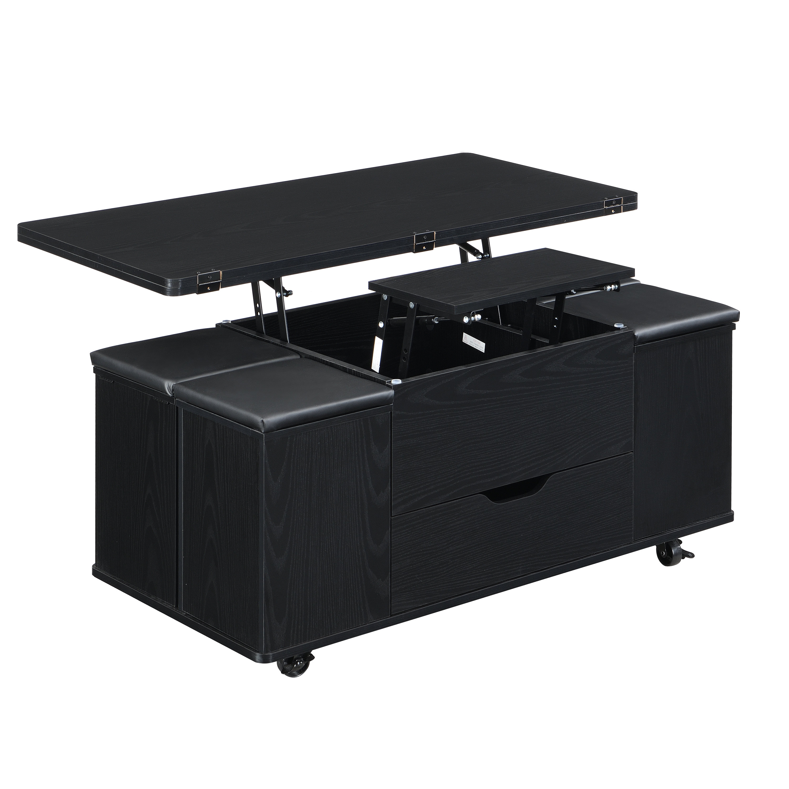 Brayden Studio® Modern 2-In-1 Rectangular Coffee Table - 4 Inner Stools ...