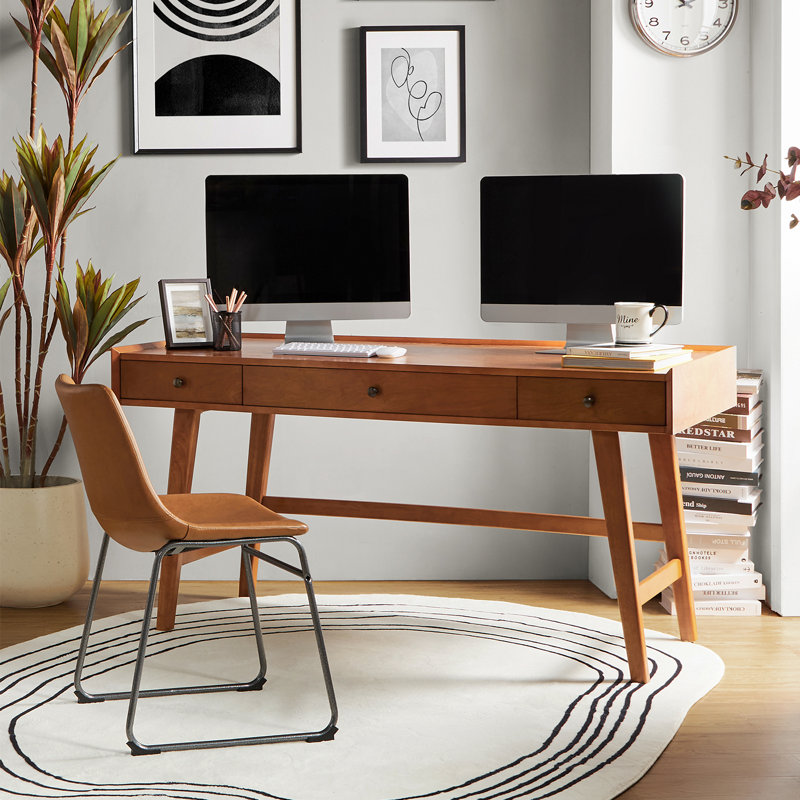 Wade Logan® Adakras Mid-century Modern 60" Computer Desk with Built-in ...