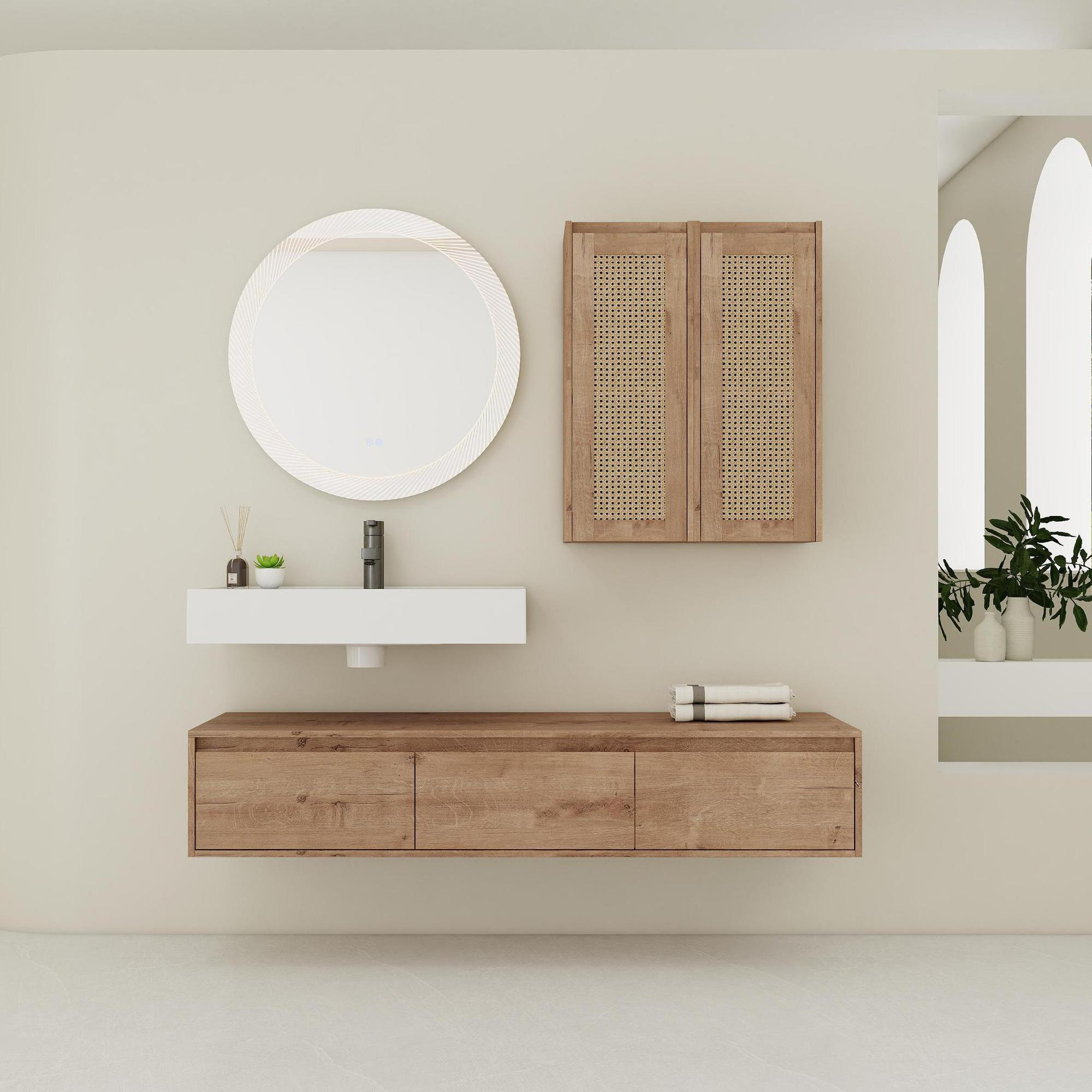 Bayou Breeze 30"Wall Mounted Bathroom Vanity with Sink and Side ...