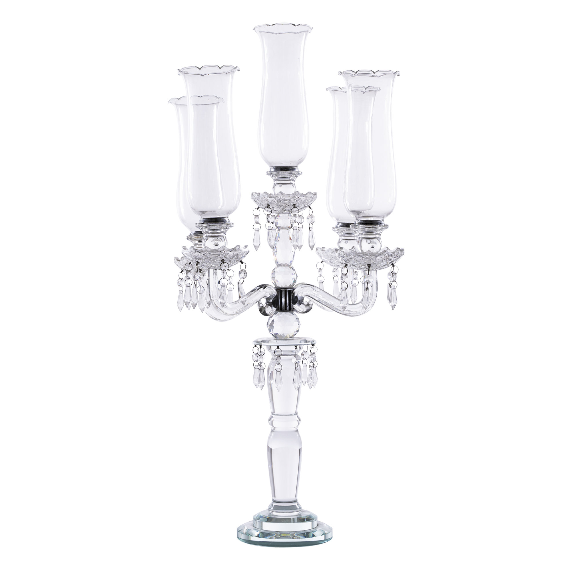 Bala Ceiling Fans 31" Crystal Candelabra 5 arm Glass Hurricane globes ...