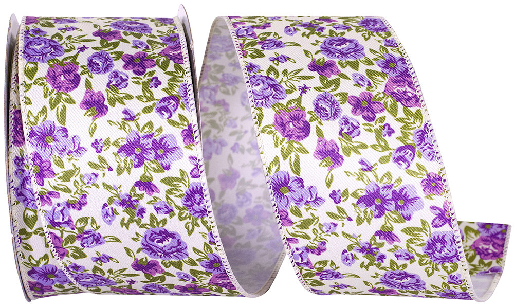 The Holiday Aisle® 2-1/2"X10yd Lilac Rose Patch Calico Wired Edge ...
