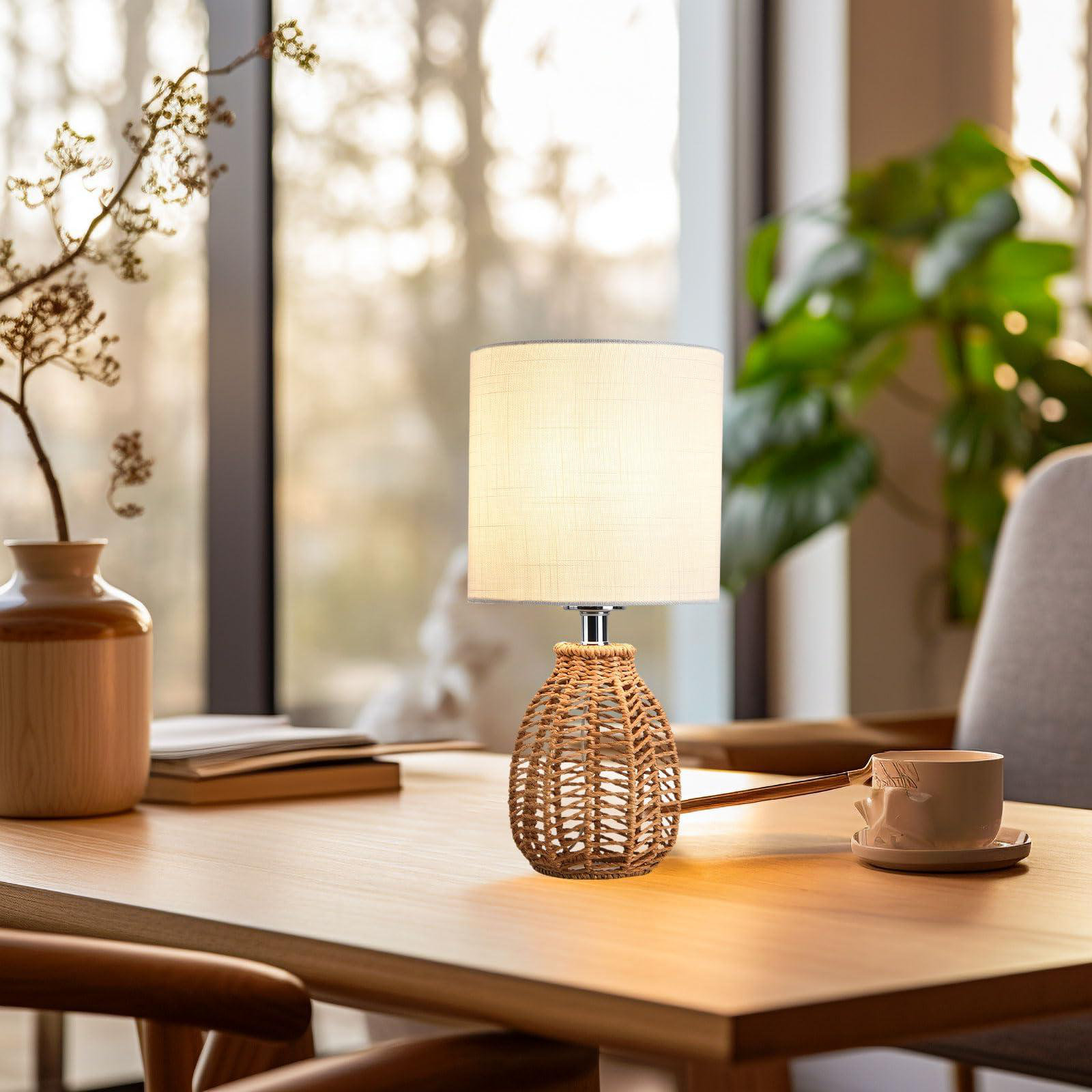 Dakota Fields Table Lamp, Small Nightstand Lamp With Linen Fabric ...