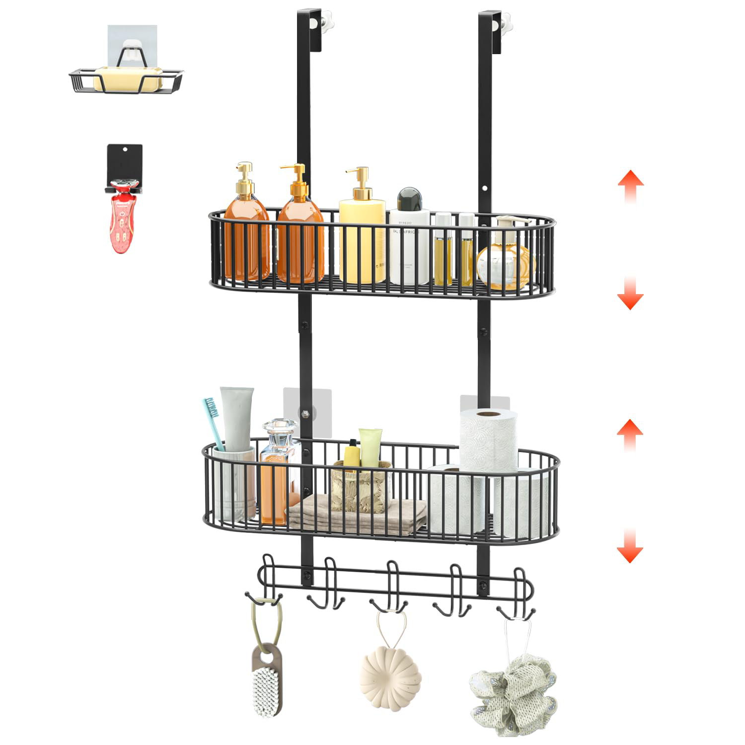 Prep & Savour Adjustable Over The Door Hooks Organizer,Over The Door ...