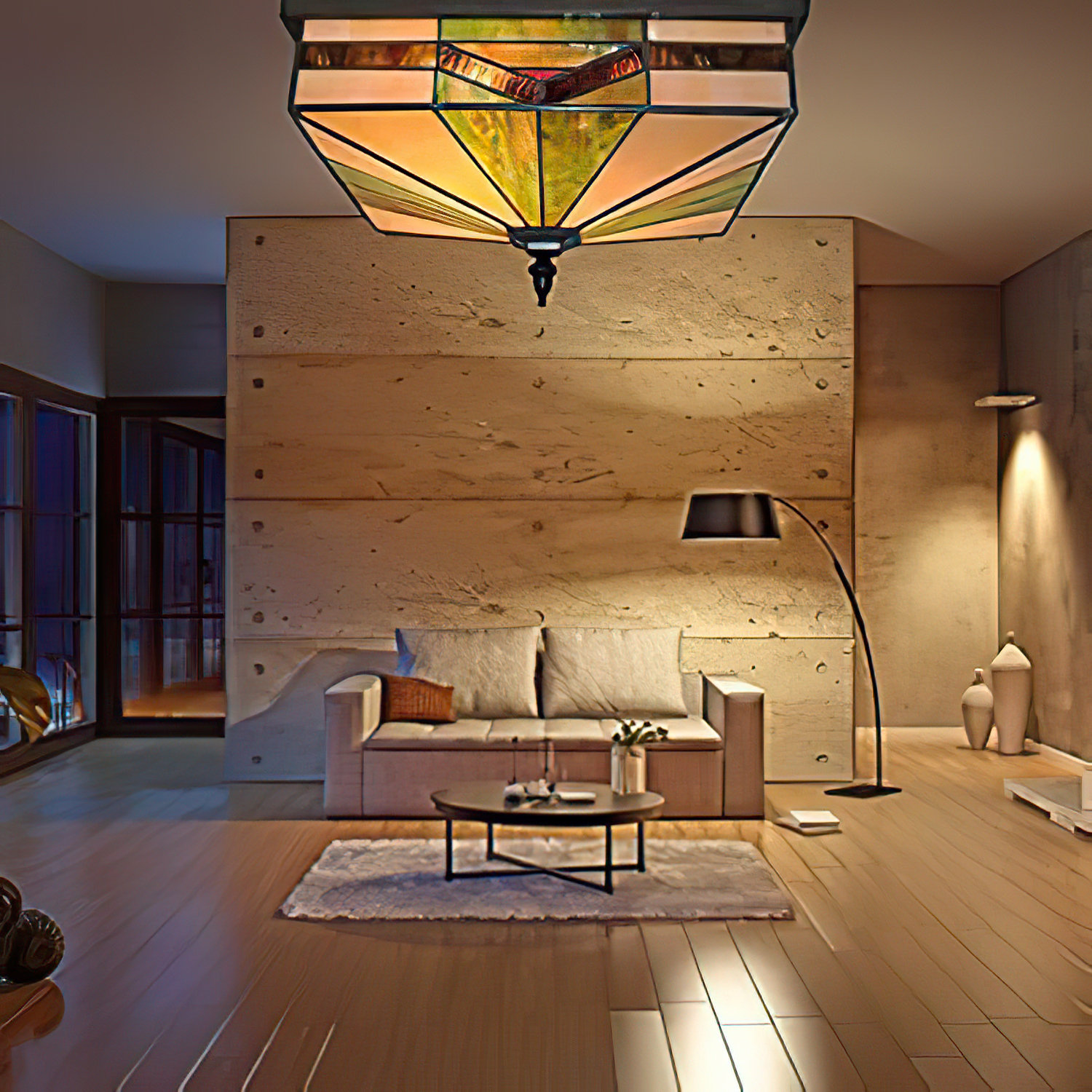 Amcor 16in Tiffany Ceiling Fixture Flush Mount Ceiling Light Wide ...