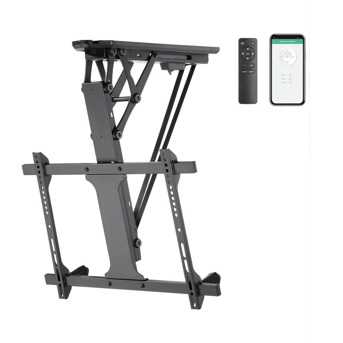 Mount-It Black Motorized Ceiling Mount for Screens Holds up to 77 Lb ...