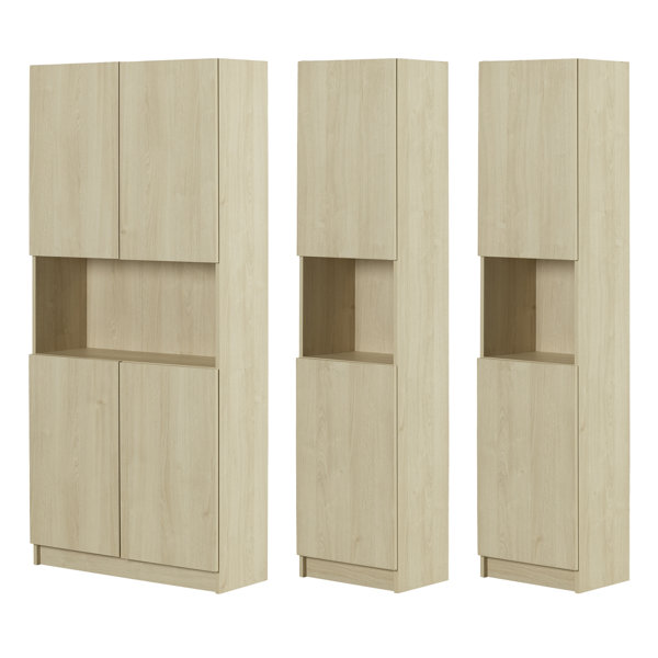 South Shore Liora Narrow Set Of Bookcase And 2 2-Door Narrow Bookcases ...