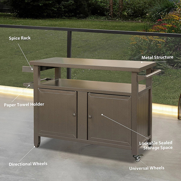 Hokku Designs Durable Metal Grill Carts With Ample Storage And Smooth ...