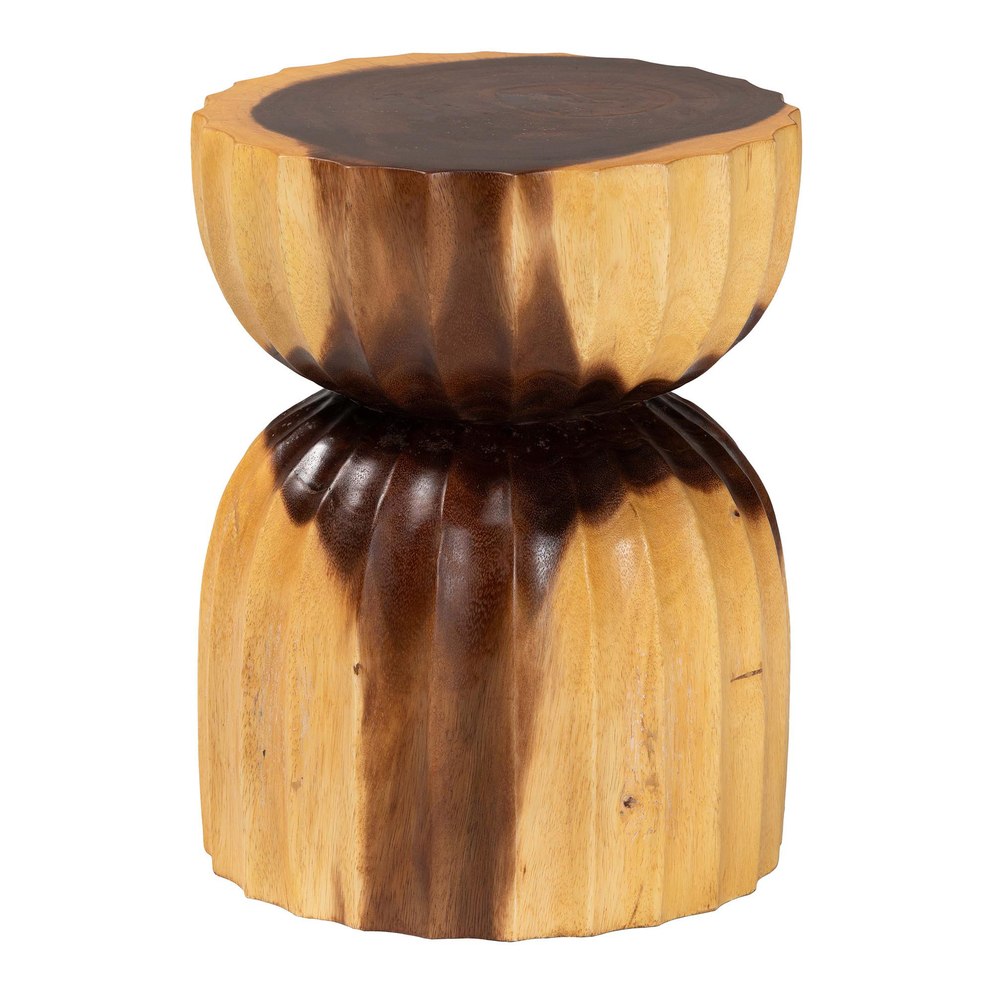 Orren Ellis Bali & Pari Noleta Hand-Carved Suar Wood Side Table – Sculptural Hourglass Accent ...