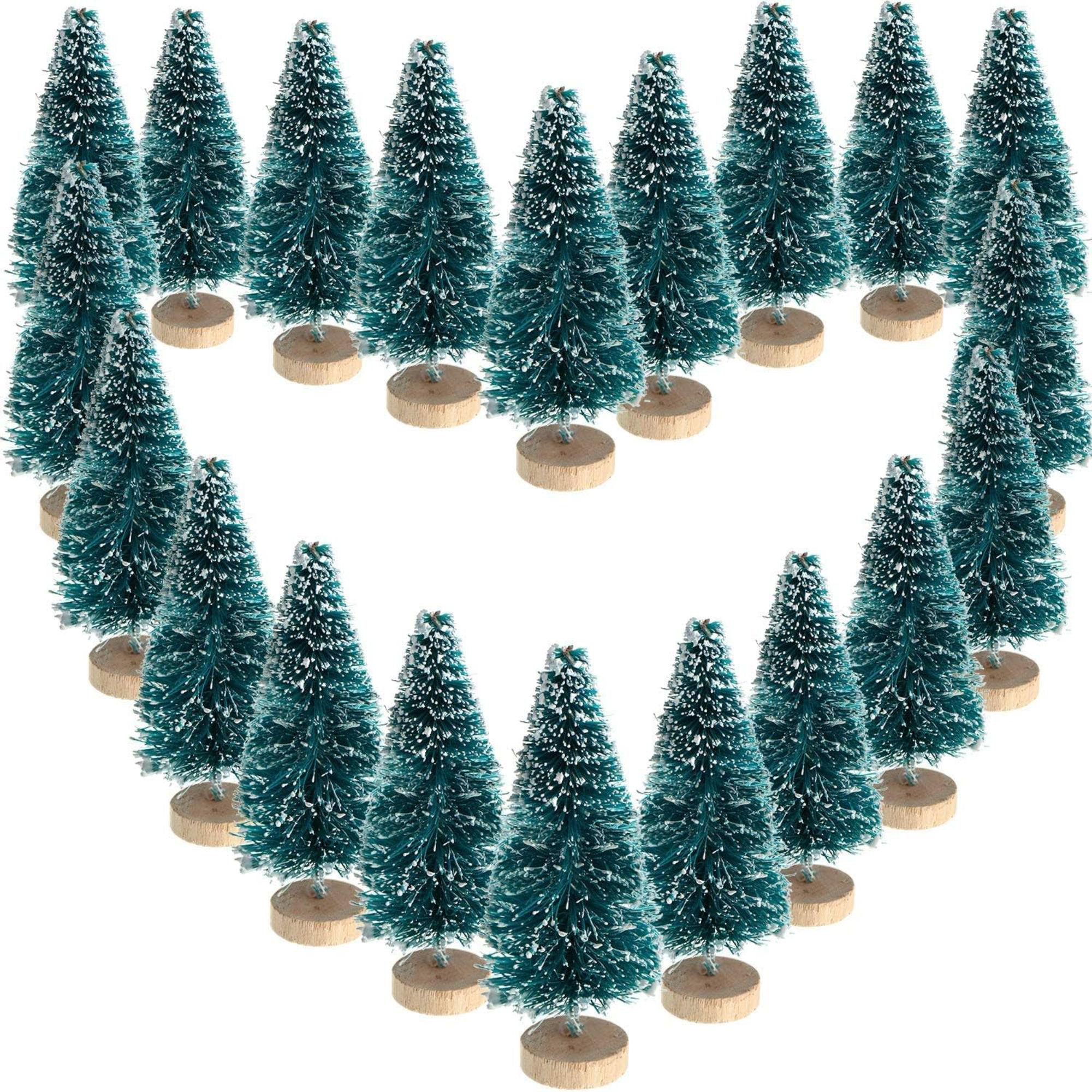 Dakota Fields 24 Mini Bottle Brush Christmas Trees With Wood Base ...