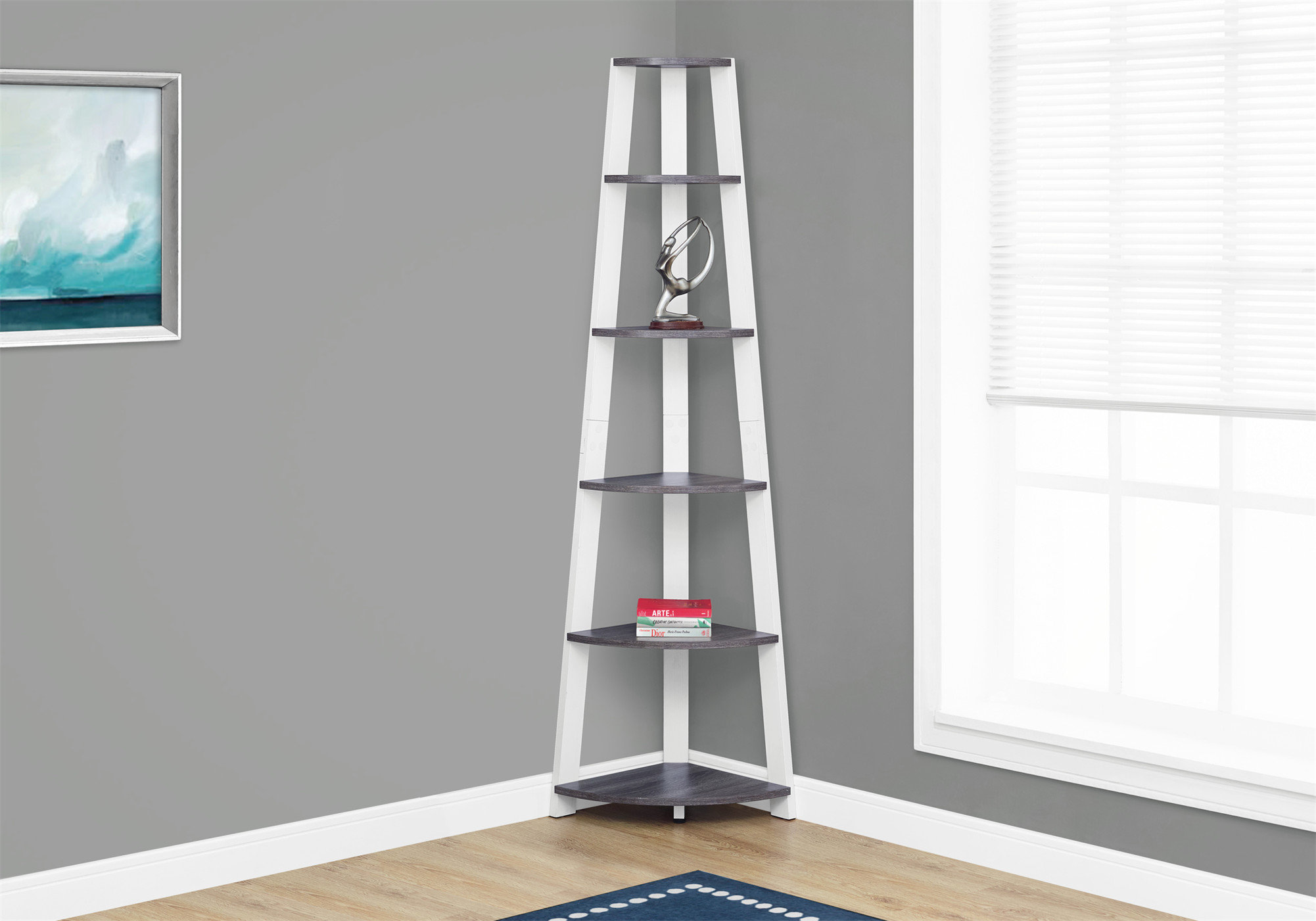Creationstry Versatile Corner Bookcase With 5-Tier Ladder Shelves For ...