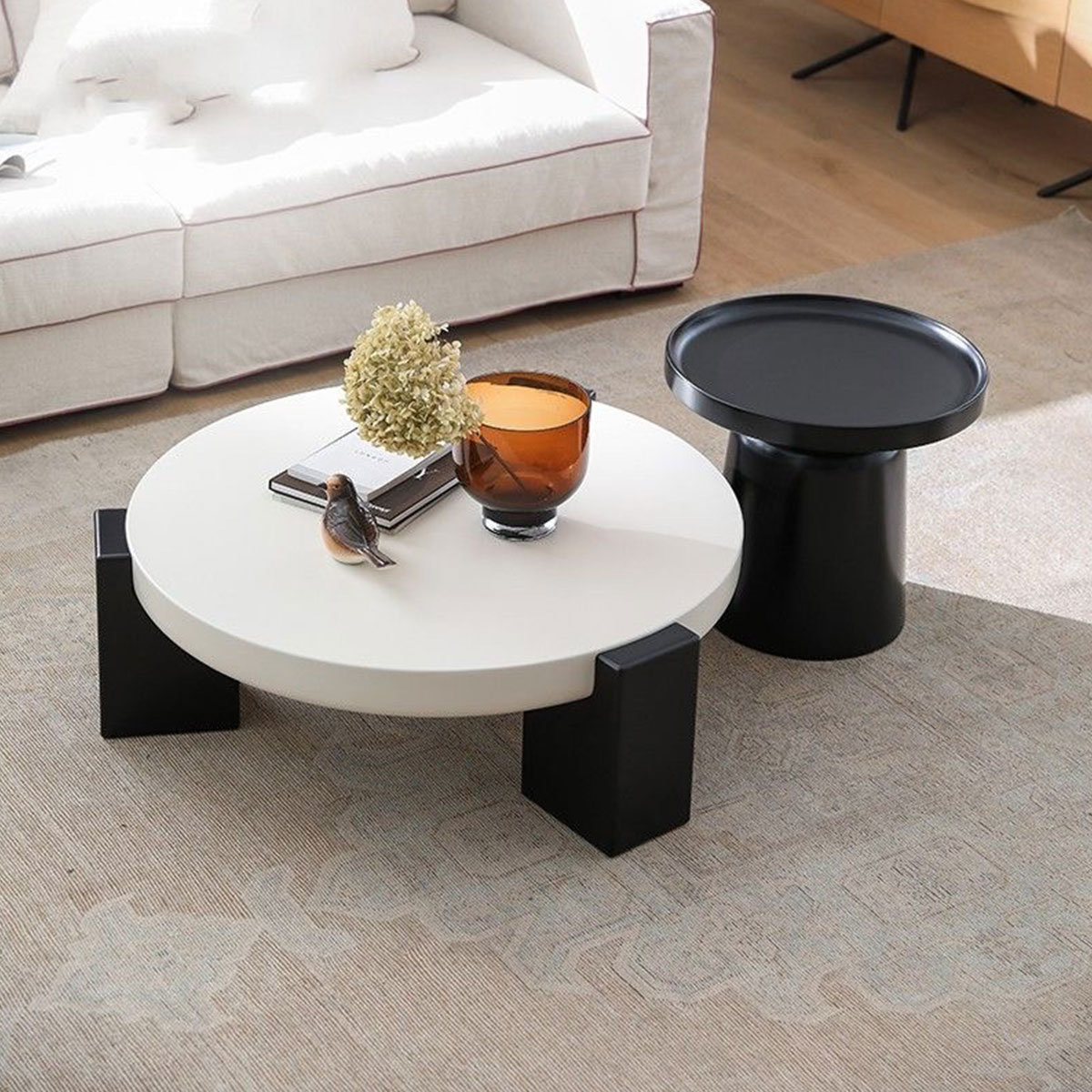 Open Edge Sports 29.53" White Manufactured Wood Round Coffee Table ...
