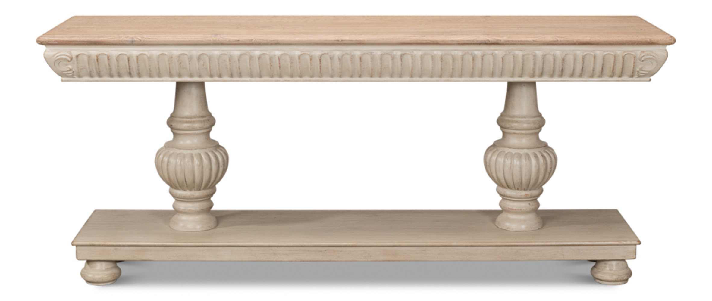 Sarreid Ltd Hugo Console, Antique White With Natural Top | Wayfair