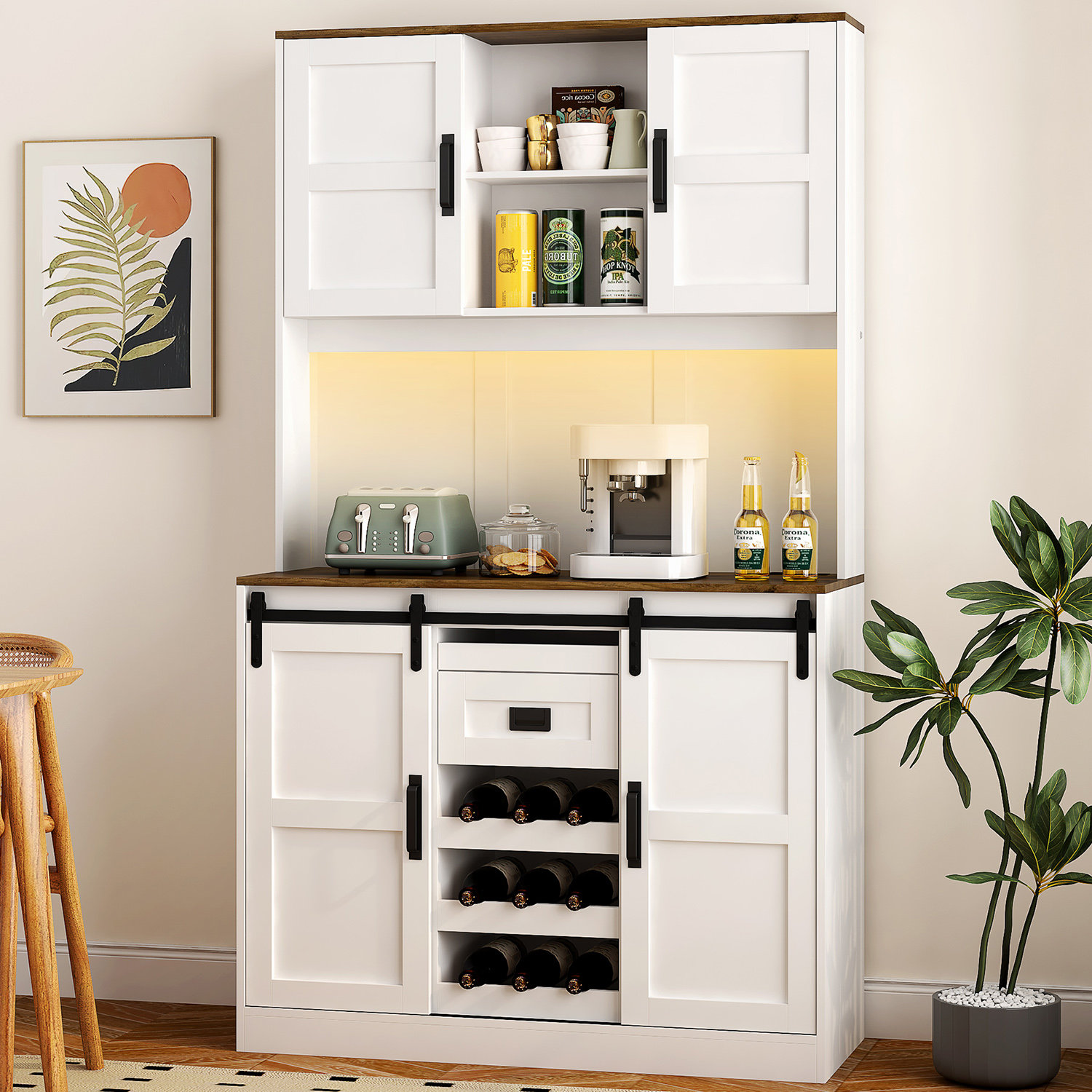 August Grove® Rustic Sideboard With Sliding Barn Door | Wayfair