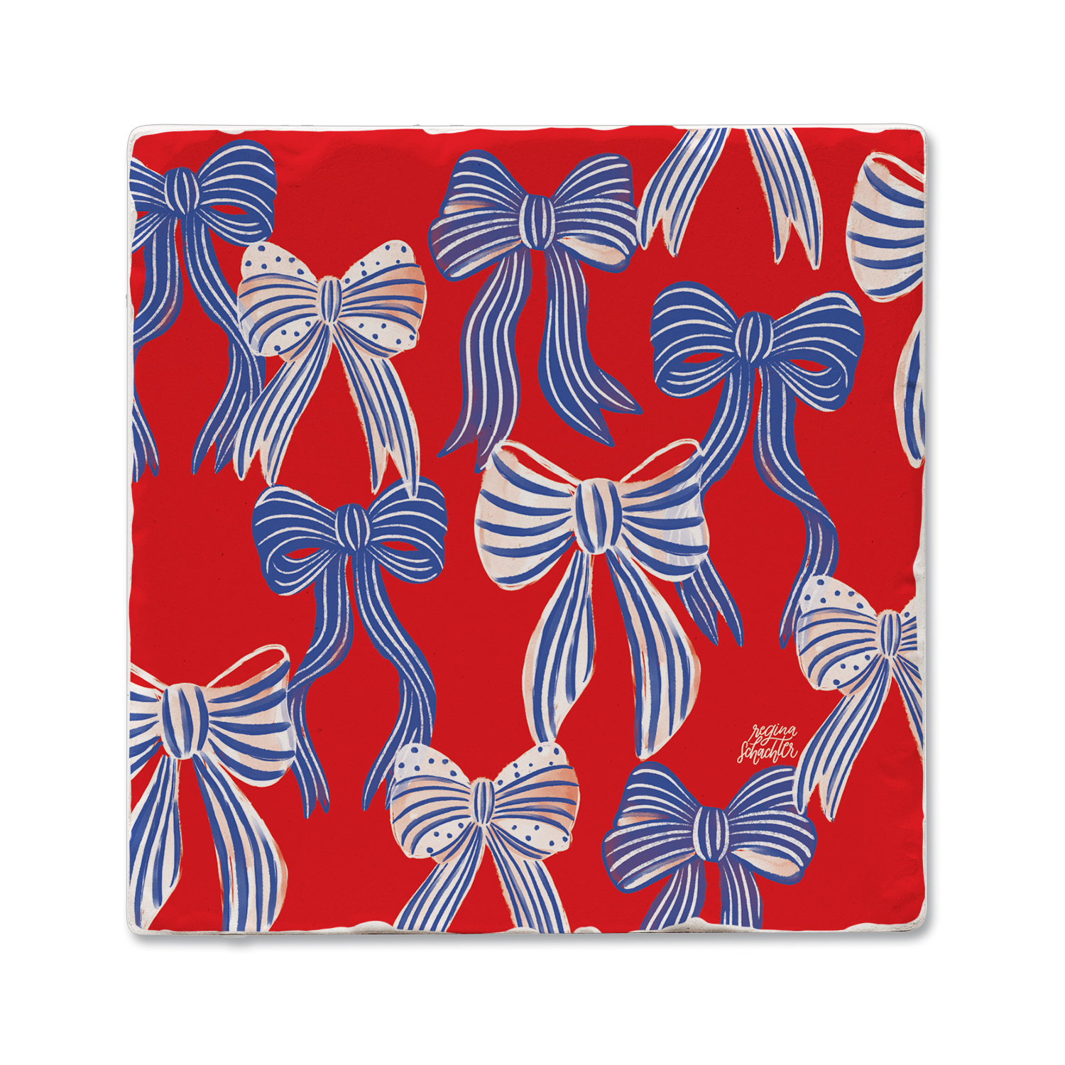 Breakwater Bay Americana Bows Single Tumbled Tile Coaster Create Your ...