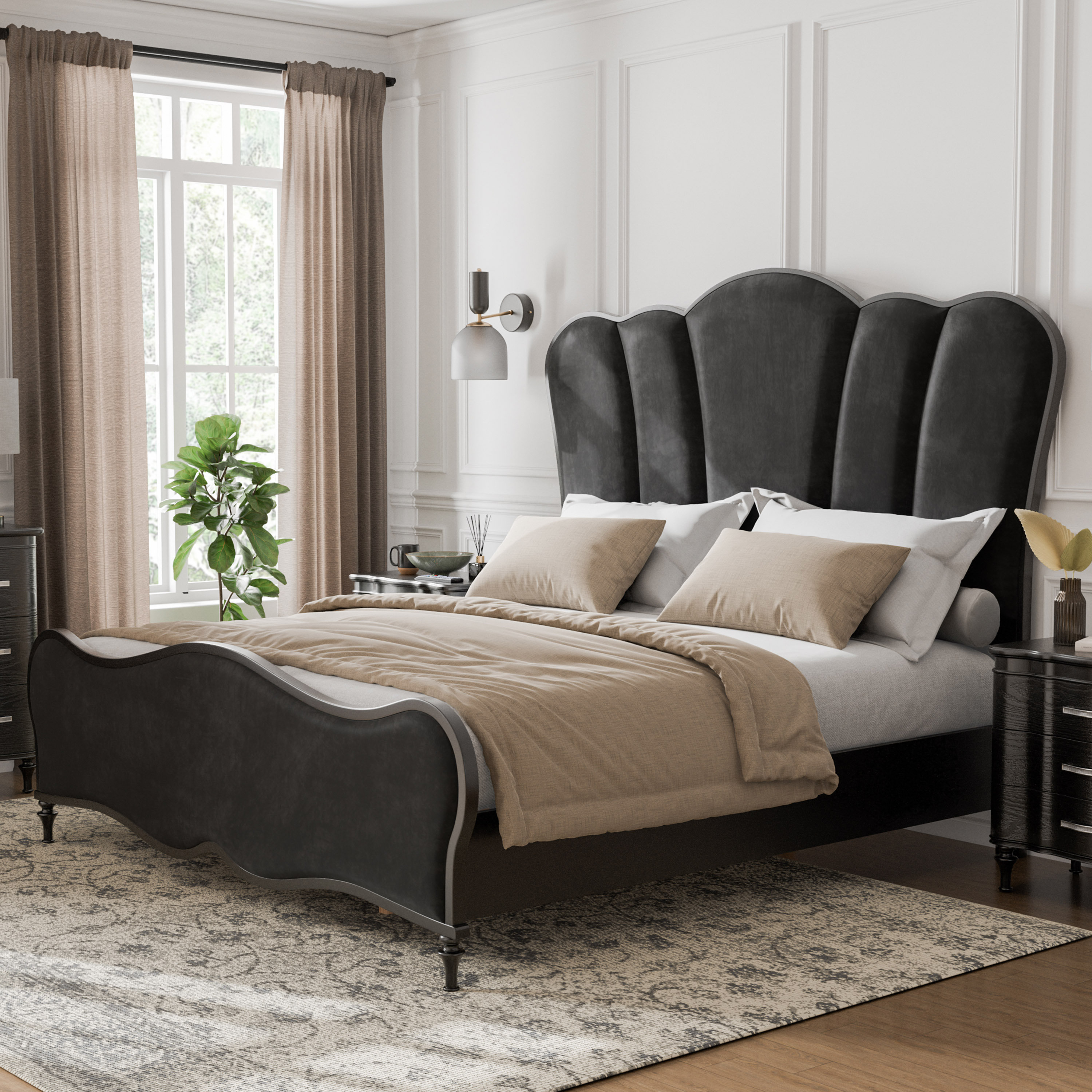 Furniture of America Seabliss Upholstered Scalloped Bed | Wayfair