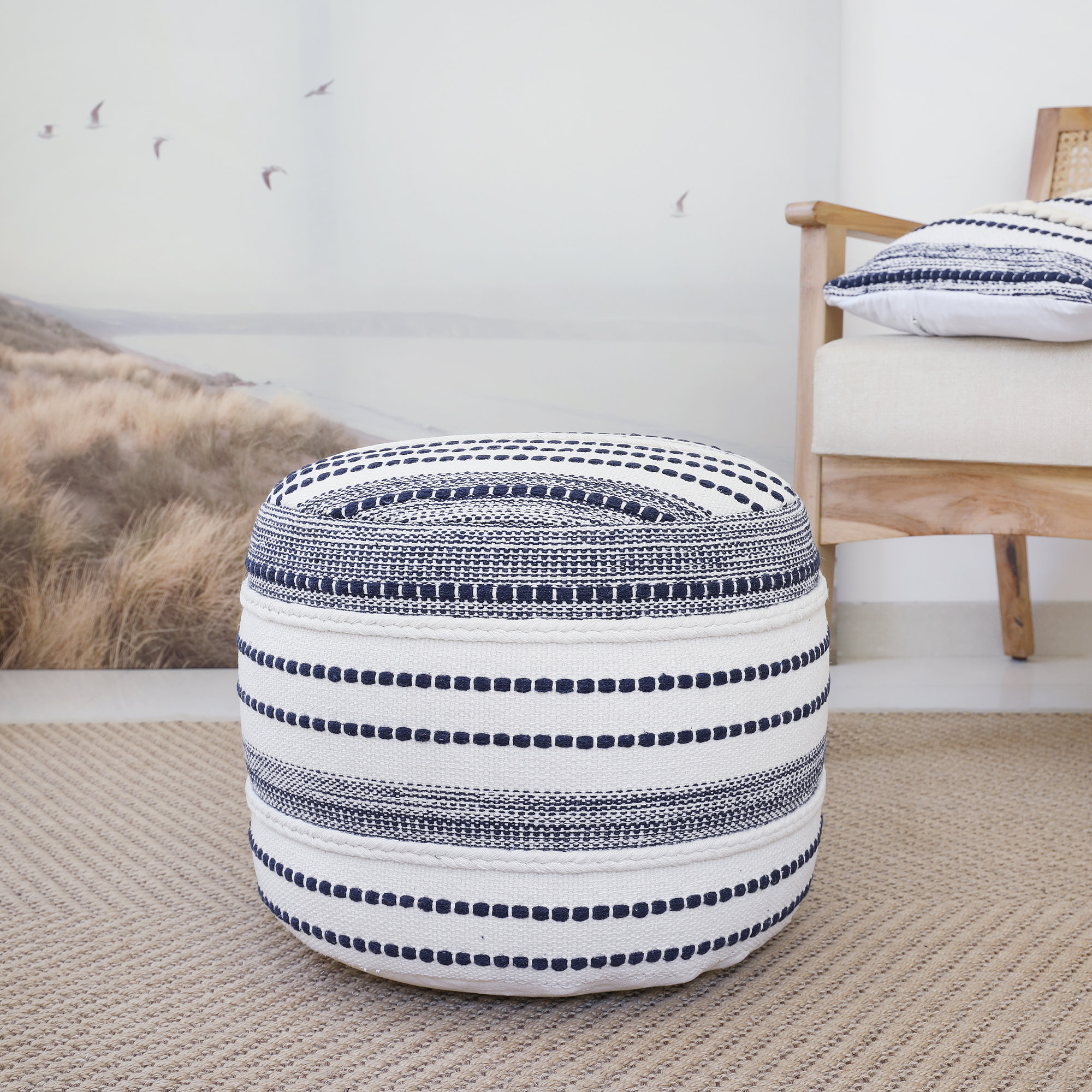 Union Rustic Mcginn 18" Wide Round Pouf Ottoman & Reviews - Wayfair Canada