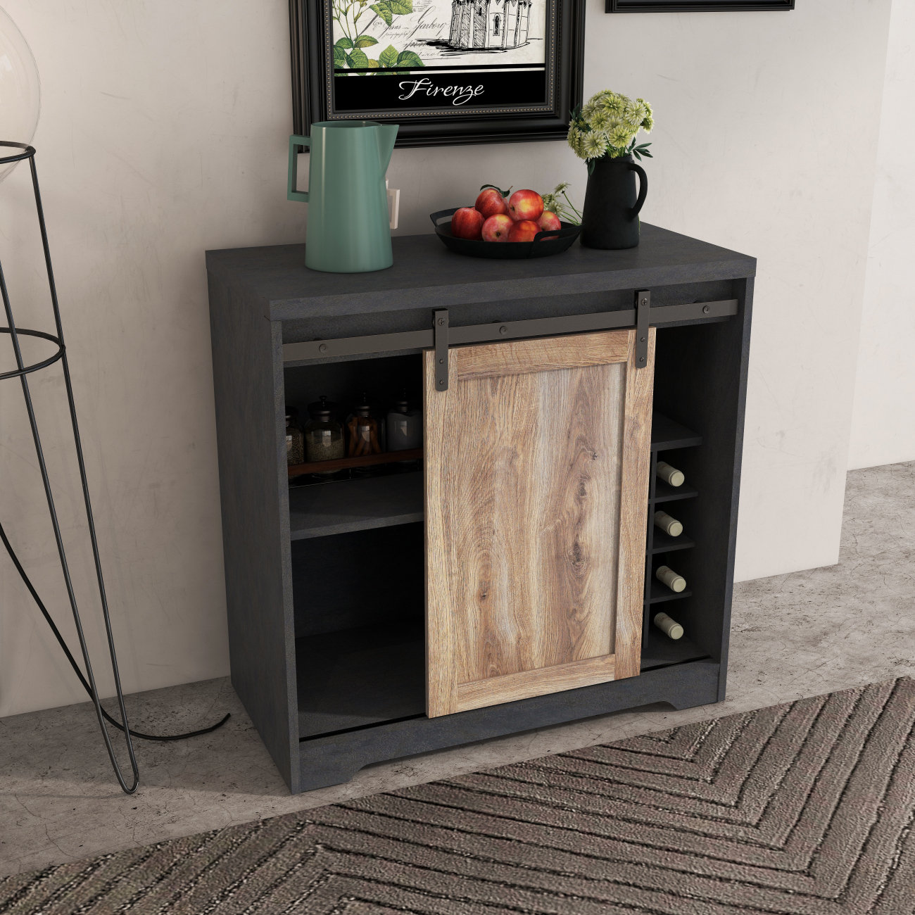 Lark Manor 31 Inch Farmhouse Barn Door Bar Cabinet For Living Room ...