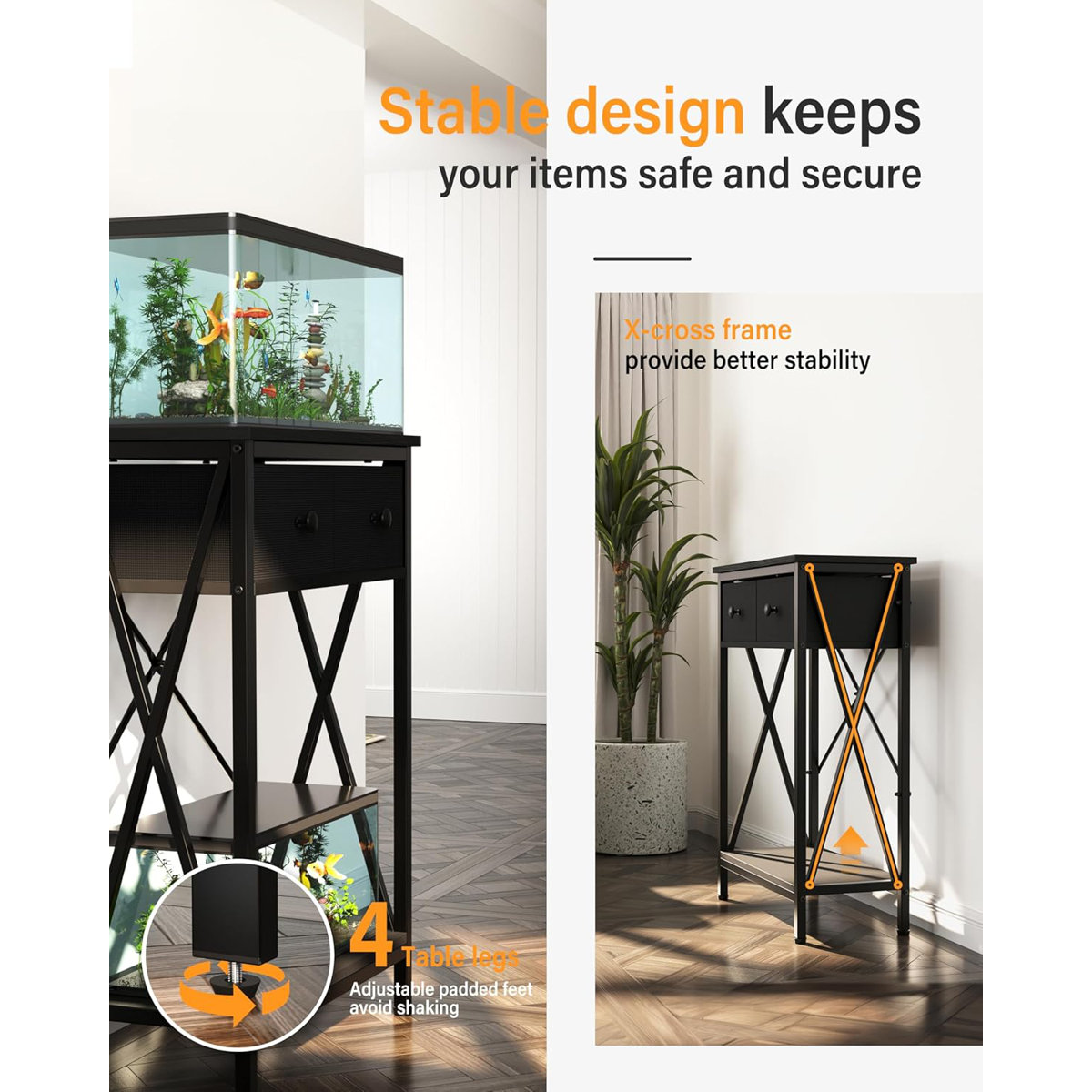 Archie & Oscar™ Aquarium Stand ,Metal Fish Tank Stands With Cabinet For ...