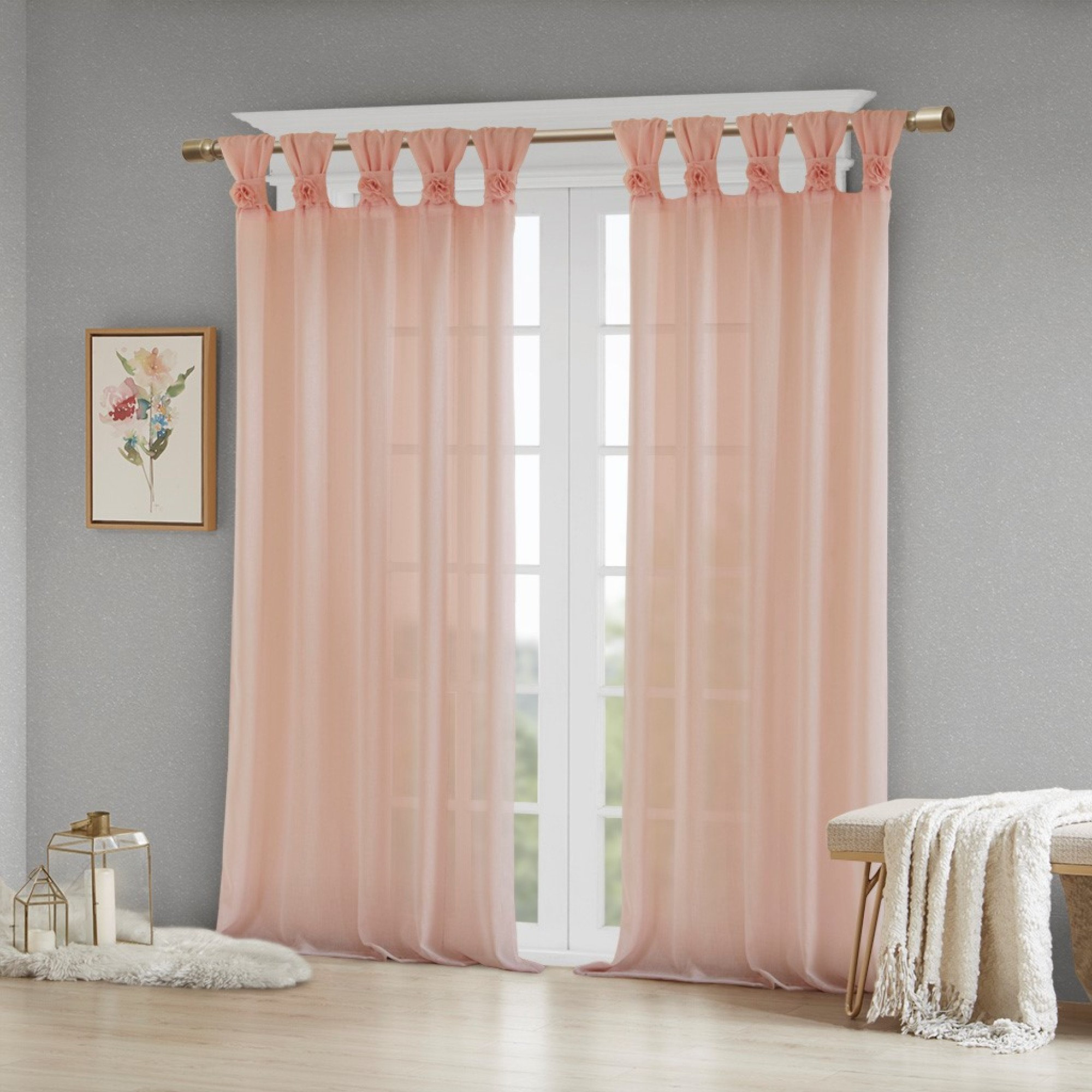 One Allium Way® Madison Park Rosette Floral Tab Top Curtains - Elegant ...
