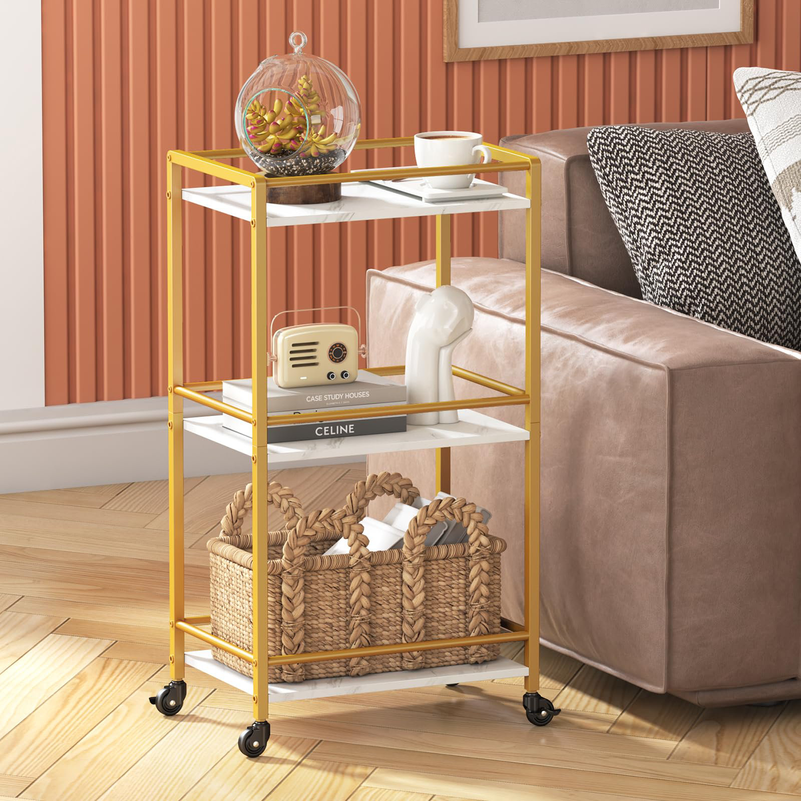 George Oliver Tea Serving Trolley On Lockable Wheels, Kitchen Cocktail ...