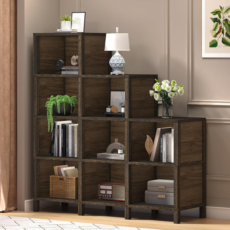 Millwood Pines 9-Cube Ladder Bookcase & Bookshelf Floor Standing ...