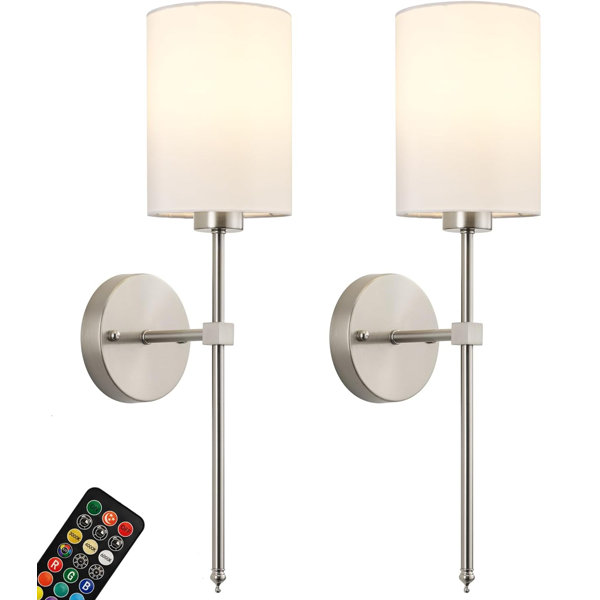 Ivy Bronx Battery Operated Wall Sconces Set With Remote Control ...
