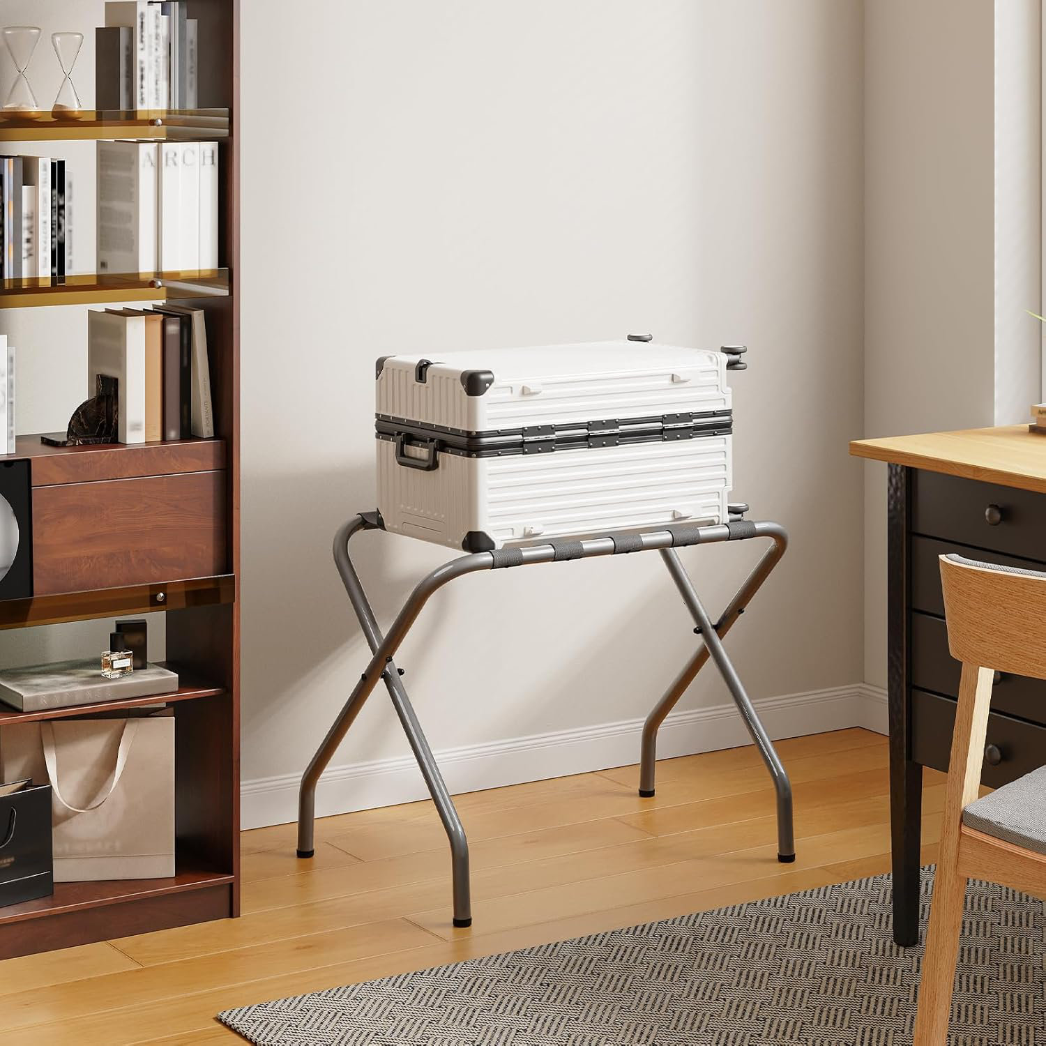 WINUAL Luggage Rack, Metal Foldable Suitcase Stand For Guest Room ...