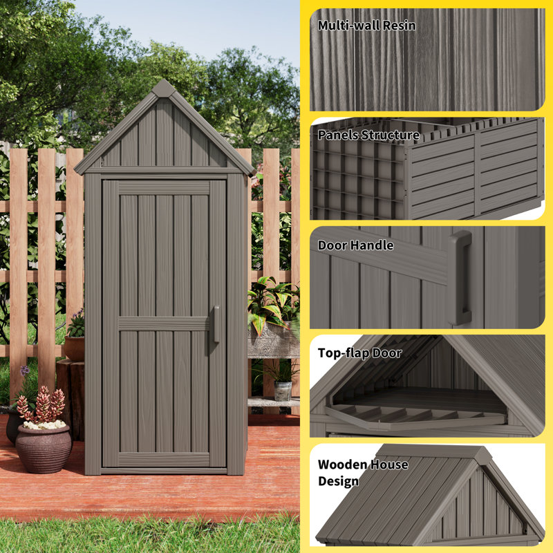 LHBcraft 64.17H Durable Resin Outdoor Storage Shed,Log Cabin Design ...