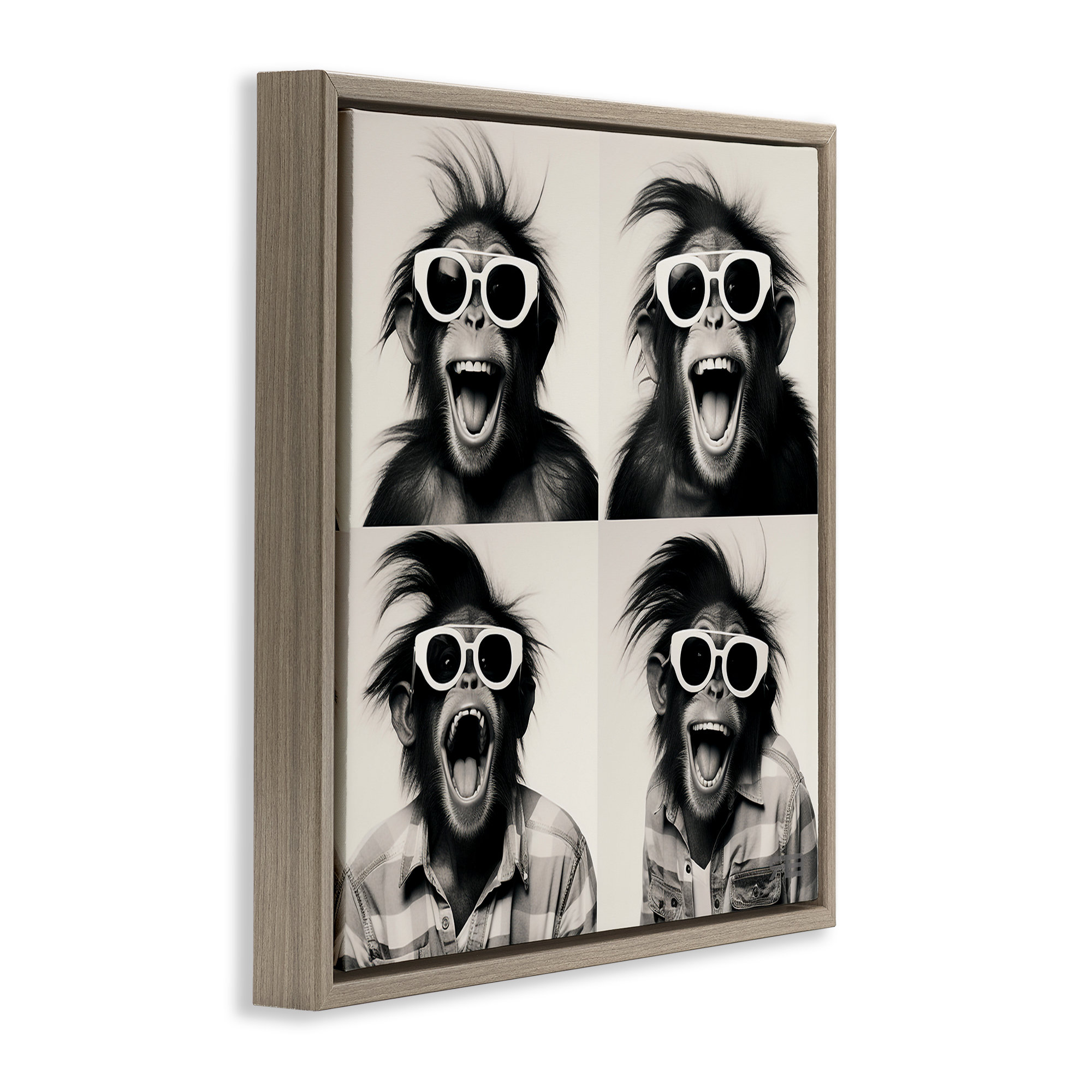 Trinx Fun Sunglasses Monkey Framed Floater Canvas Wall Art by Roozbeh ...